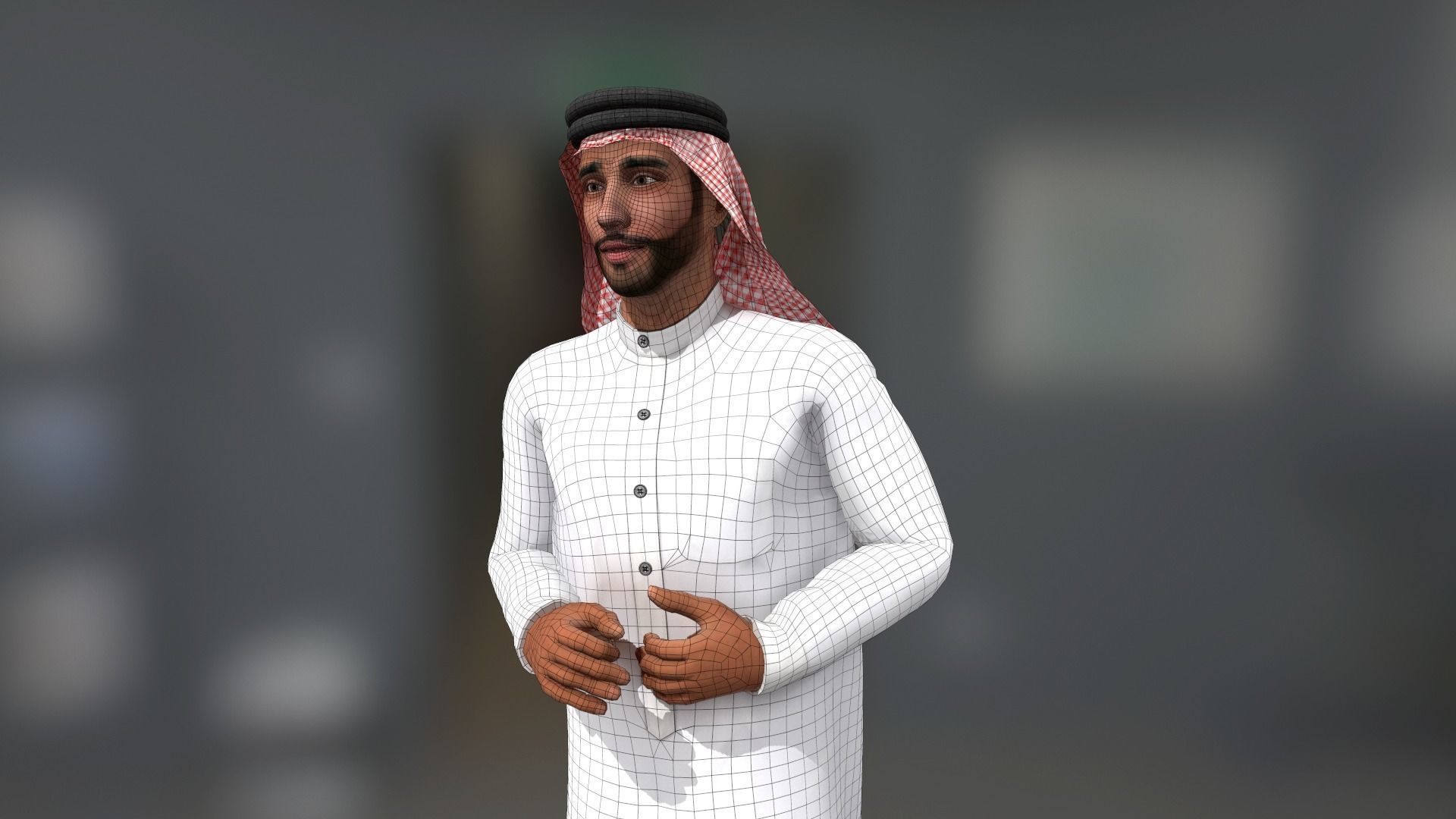 3D model Arab animated character with blendshapes VR / AR / low-poly ...