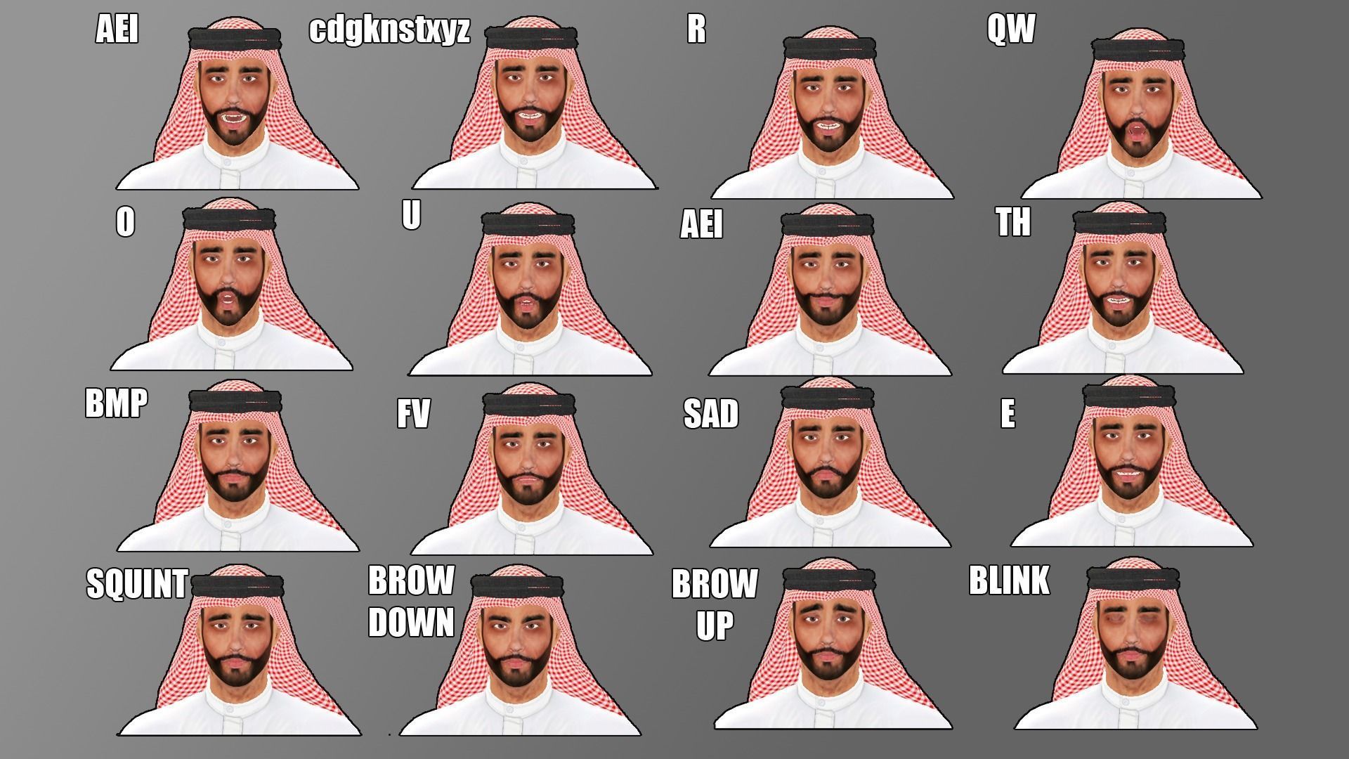3D model Arab animated character with blendshapes VR / AR / low-poly ...