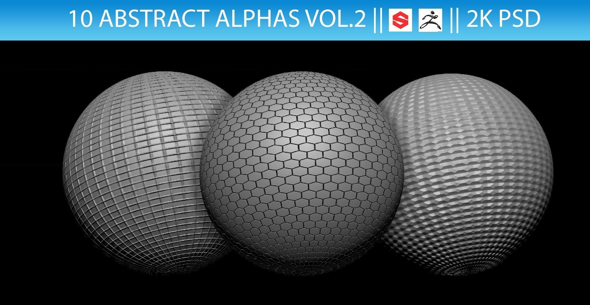 10 Abstract Alphas Vol 2 for ZBrush and Substance 3D model | CGTrader