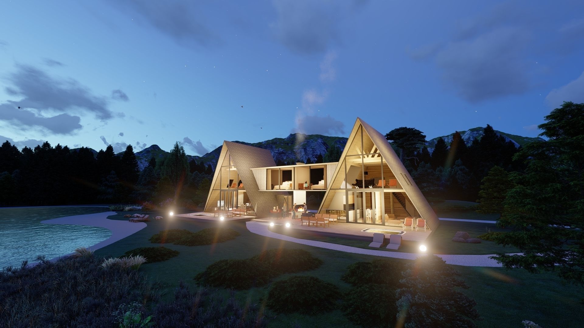 3D model double A frame house VR / AR / low-poly | CGTrader