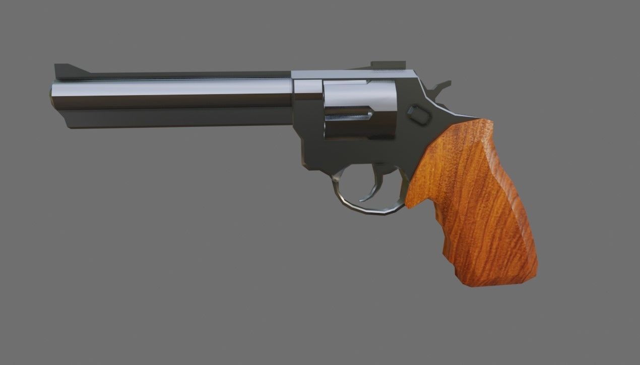 3D model Chrome Revolver 44 - Wood Magnum Gun - Arma VR / AR / low-poly ...