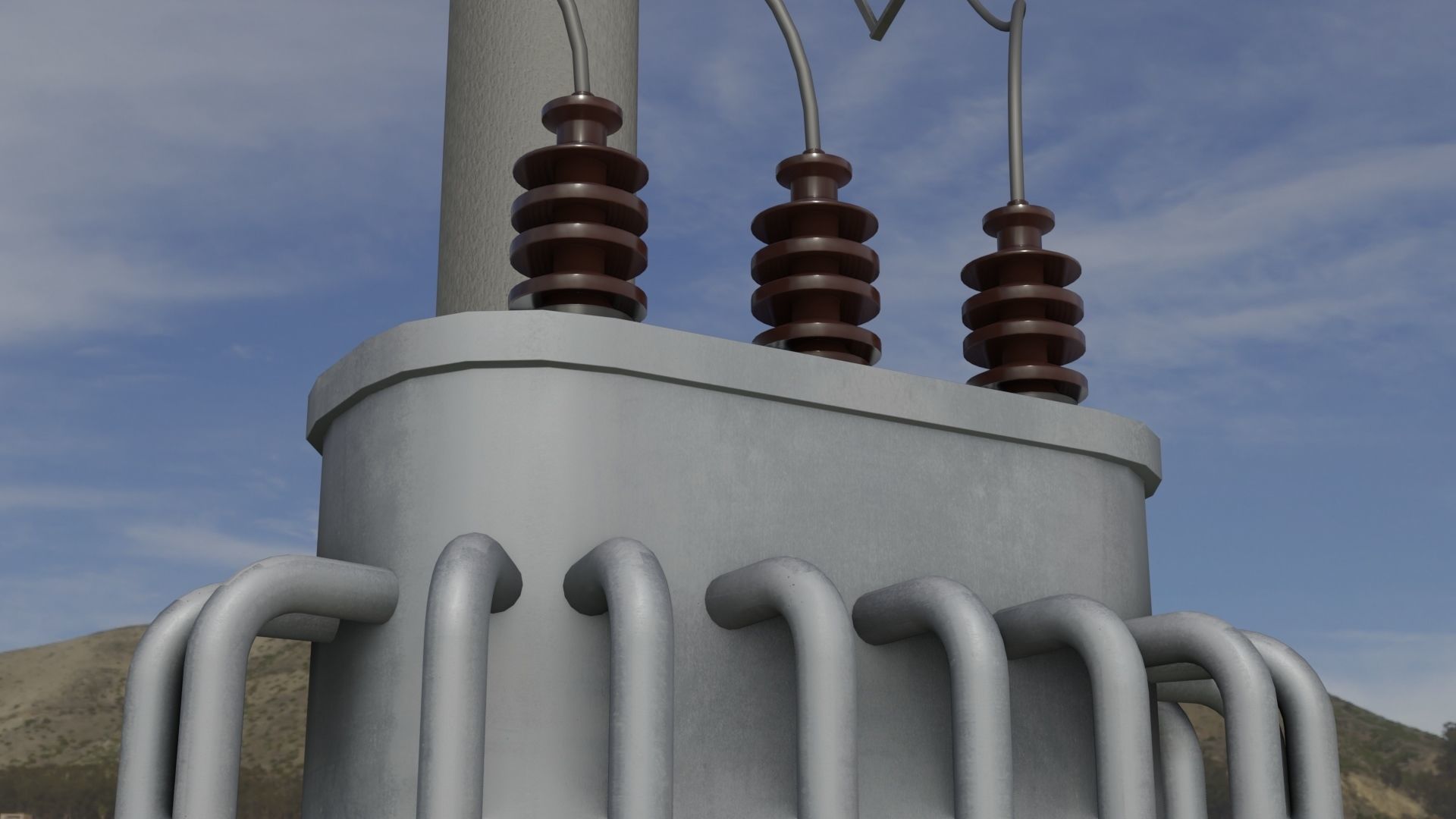 Electric Pole with Power Transformer 3D model | CGTrader