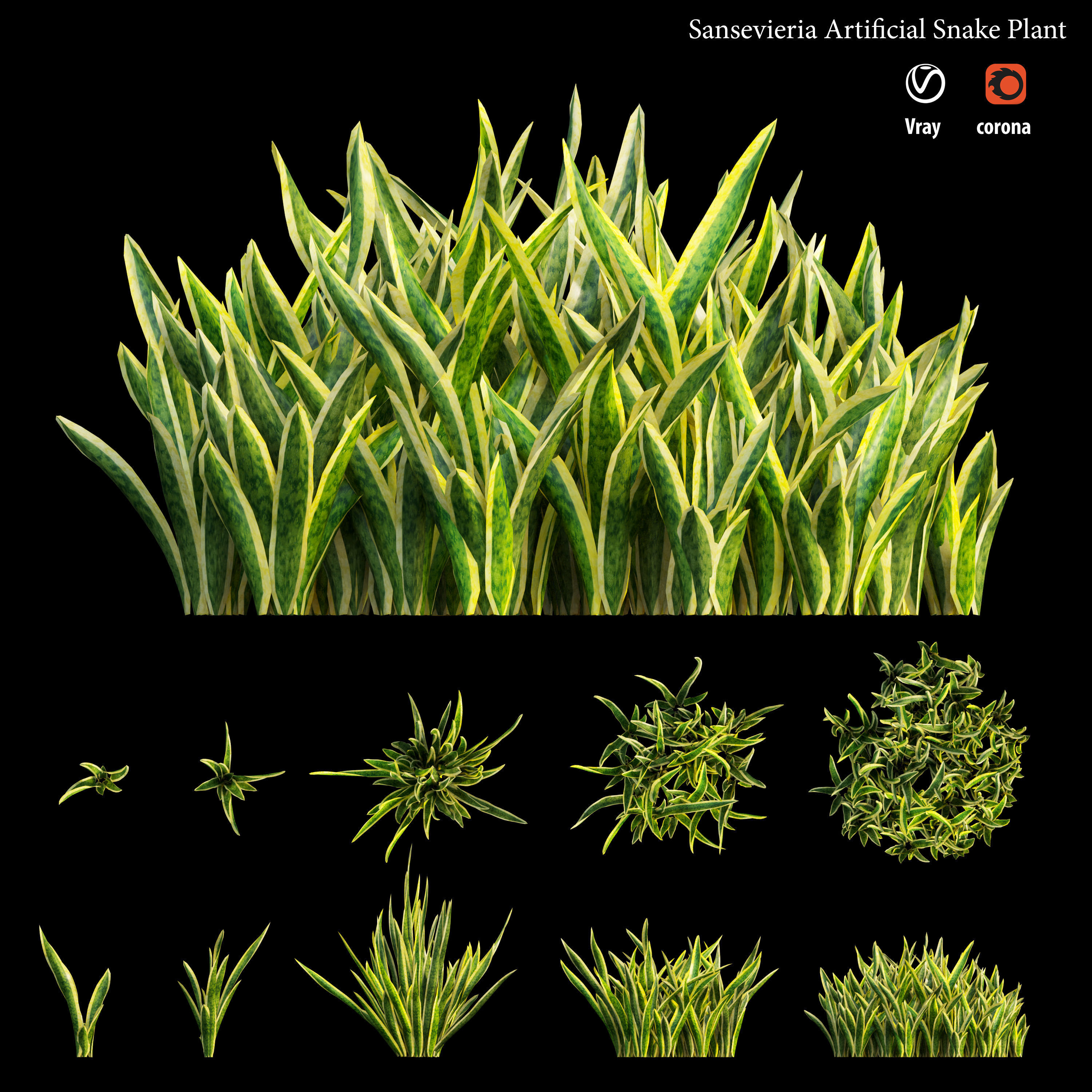 3D model Sansevieria Artificial Snake Plant VR / AR / low-poly | CGTrader
