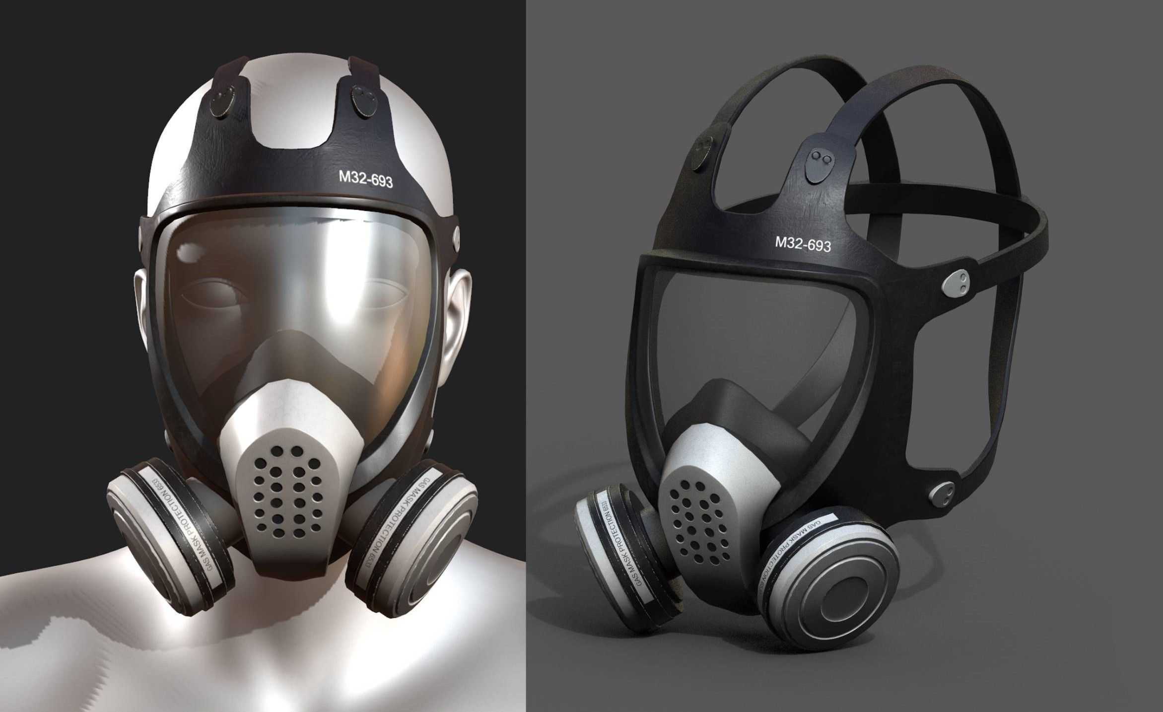 3D model Gas mask protection scifi fantasy futuristic military VR / AR ...
