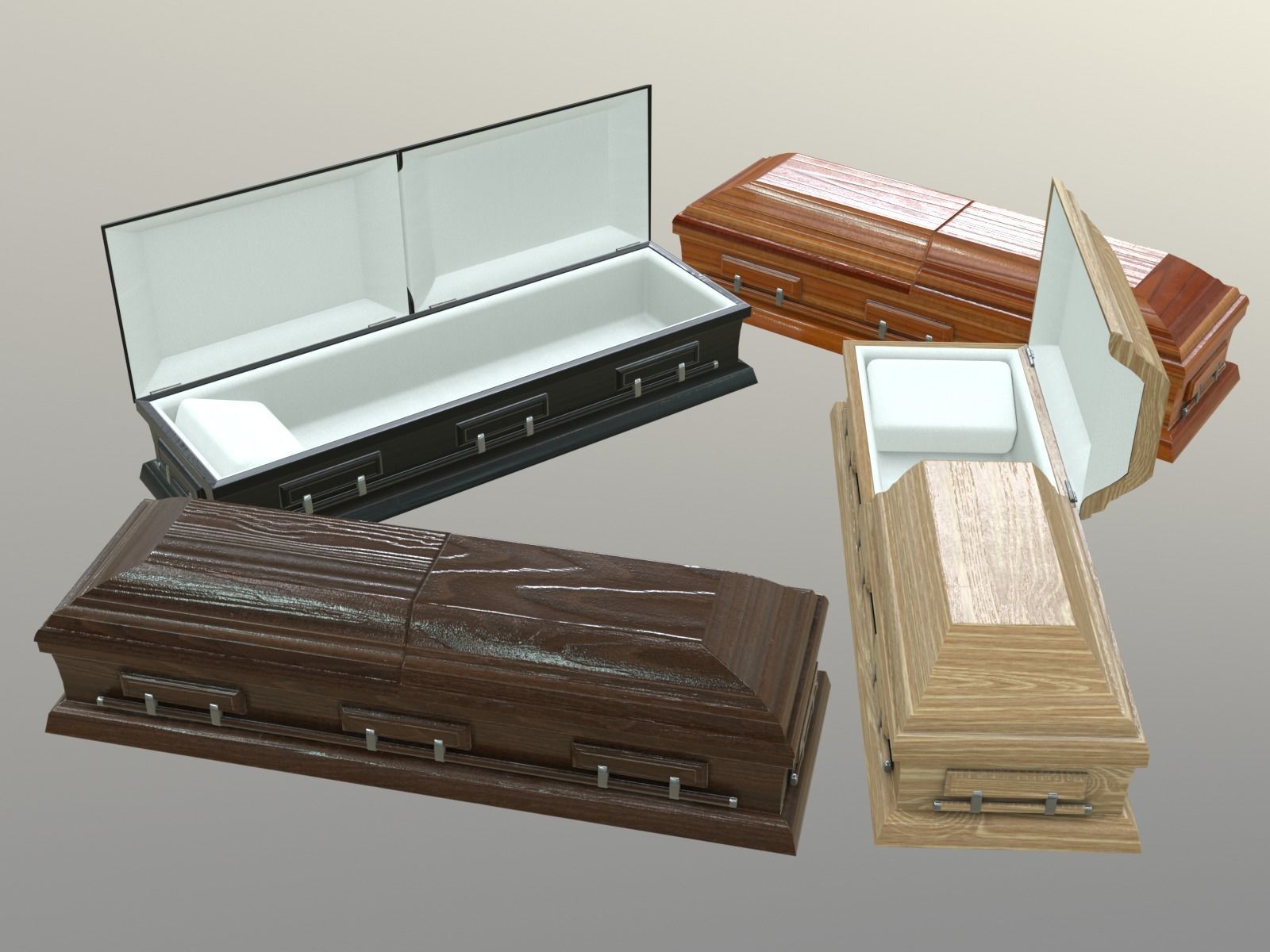 3D Model Collection Wooden Caskets - 4 versions VR / AR / low-poly ...