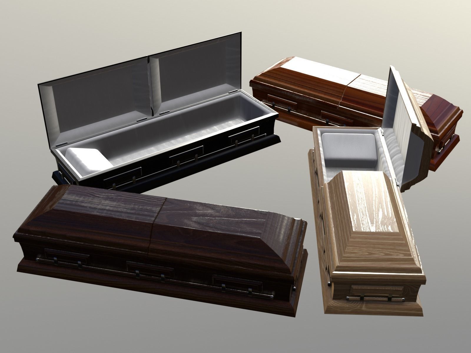 3D Model Collection Wooden Caskets - 4 versions VR / AR / low-poly ...