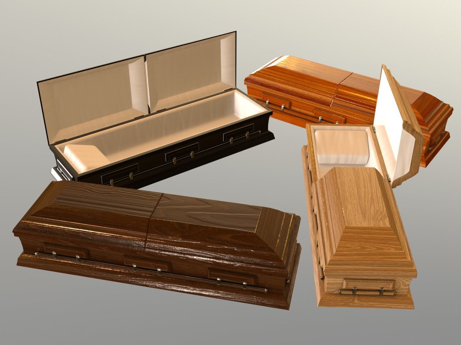 3D Model Collection Wooden Caskets - 4 versions VR / AR / low-poly ...