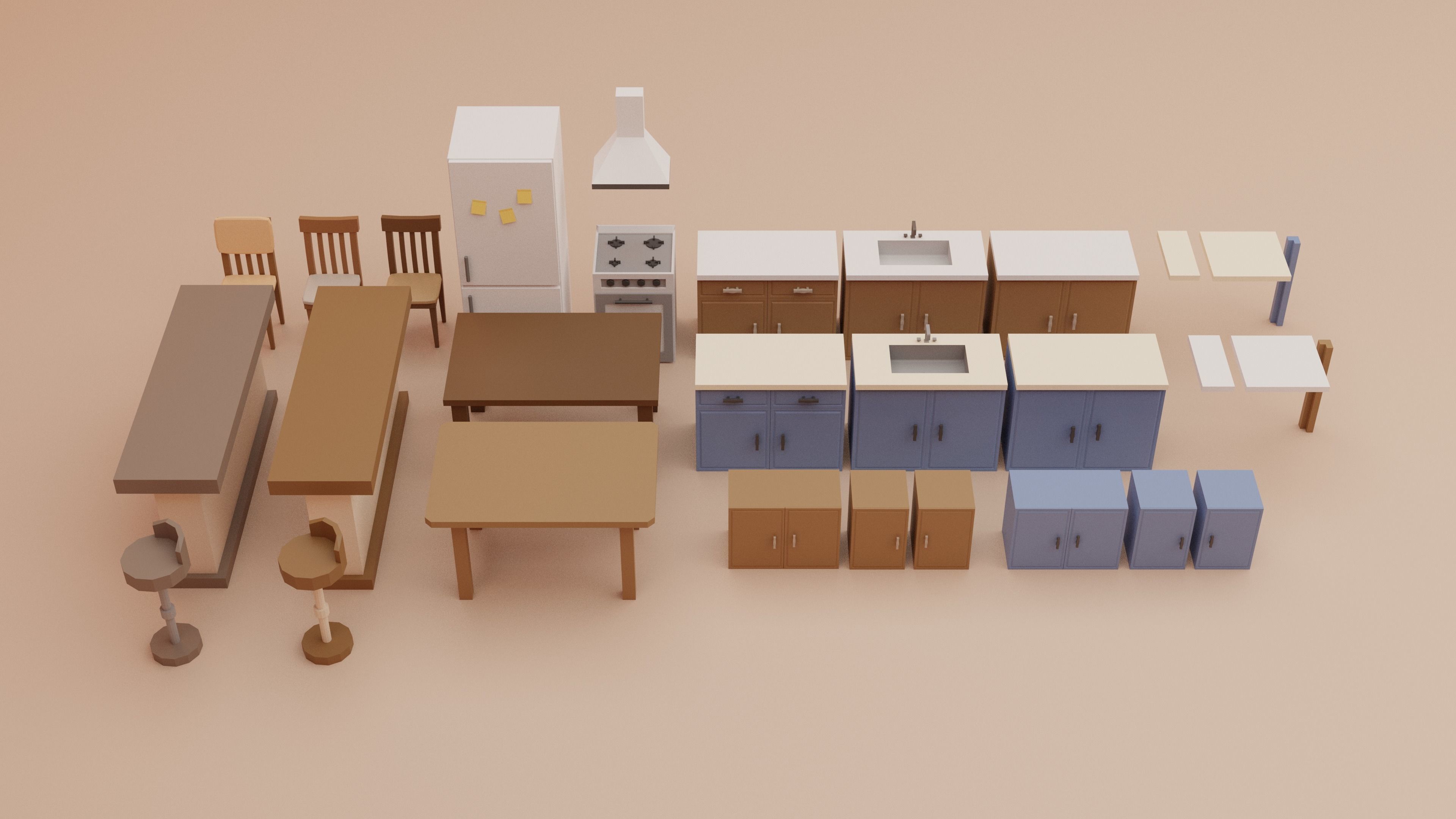 3D model Low Poly Modular Interior Pack VR / AR / low-poly | CGTrader