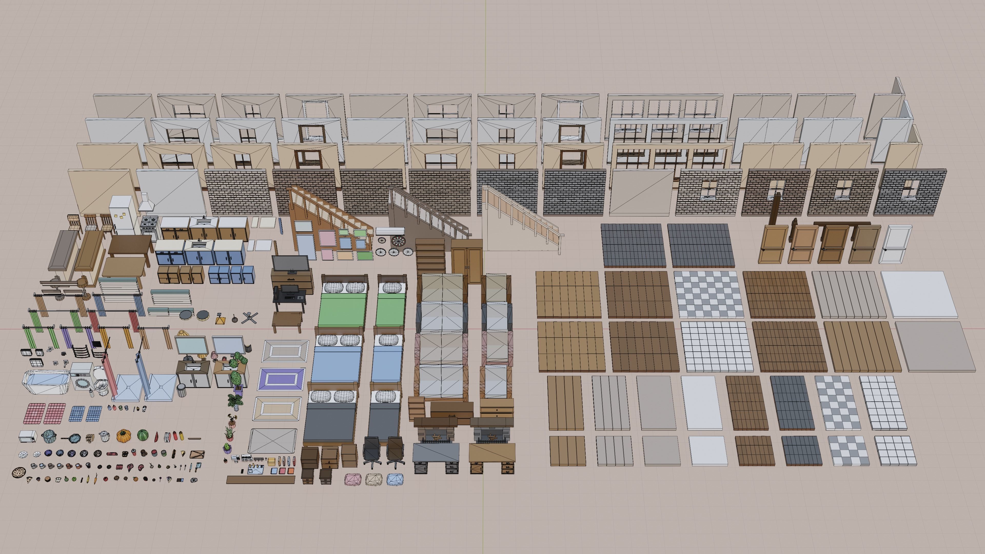 3D model Low Poly Modular Interior Pack VR / AR / low-poly | CGTrader