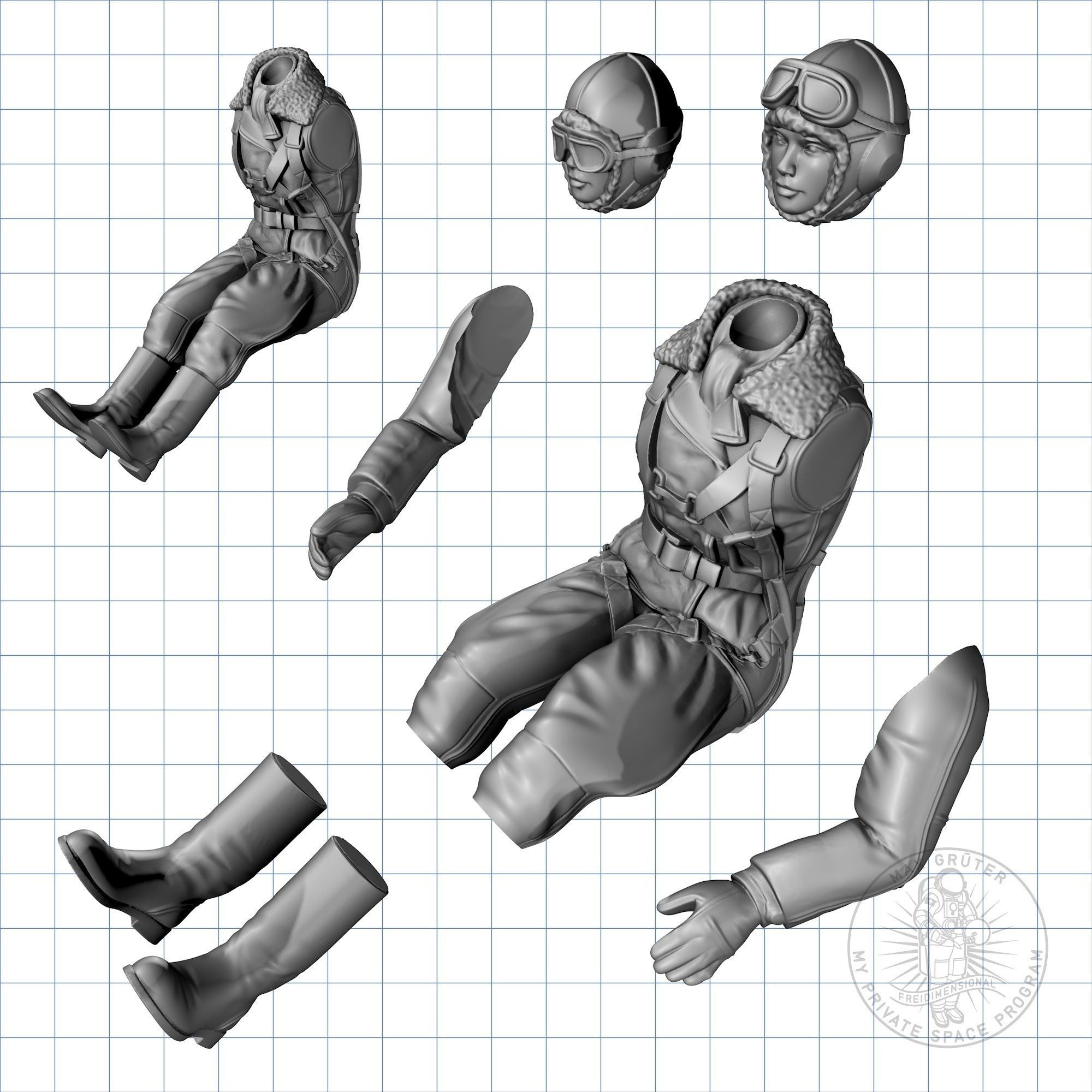 Soviet Female Pilot 3D model 3D printable | CGTrader