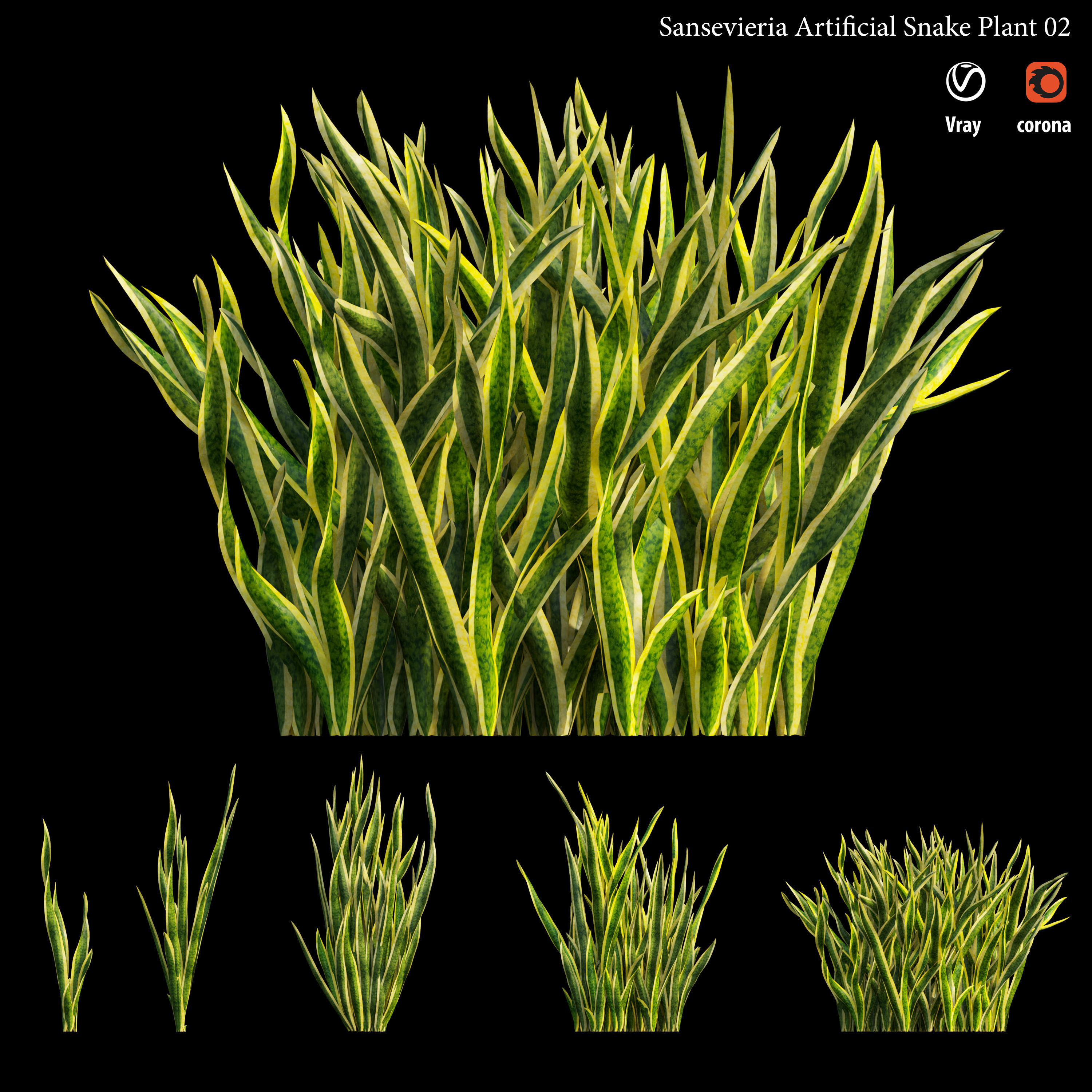 3D model Sansevieria artificial snake plant 02 VR / AR / low-poly ...