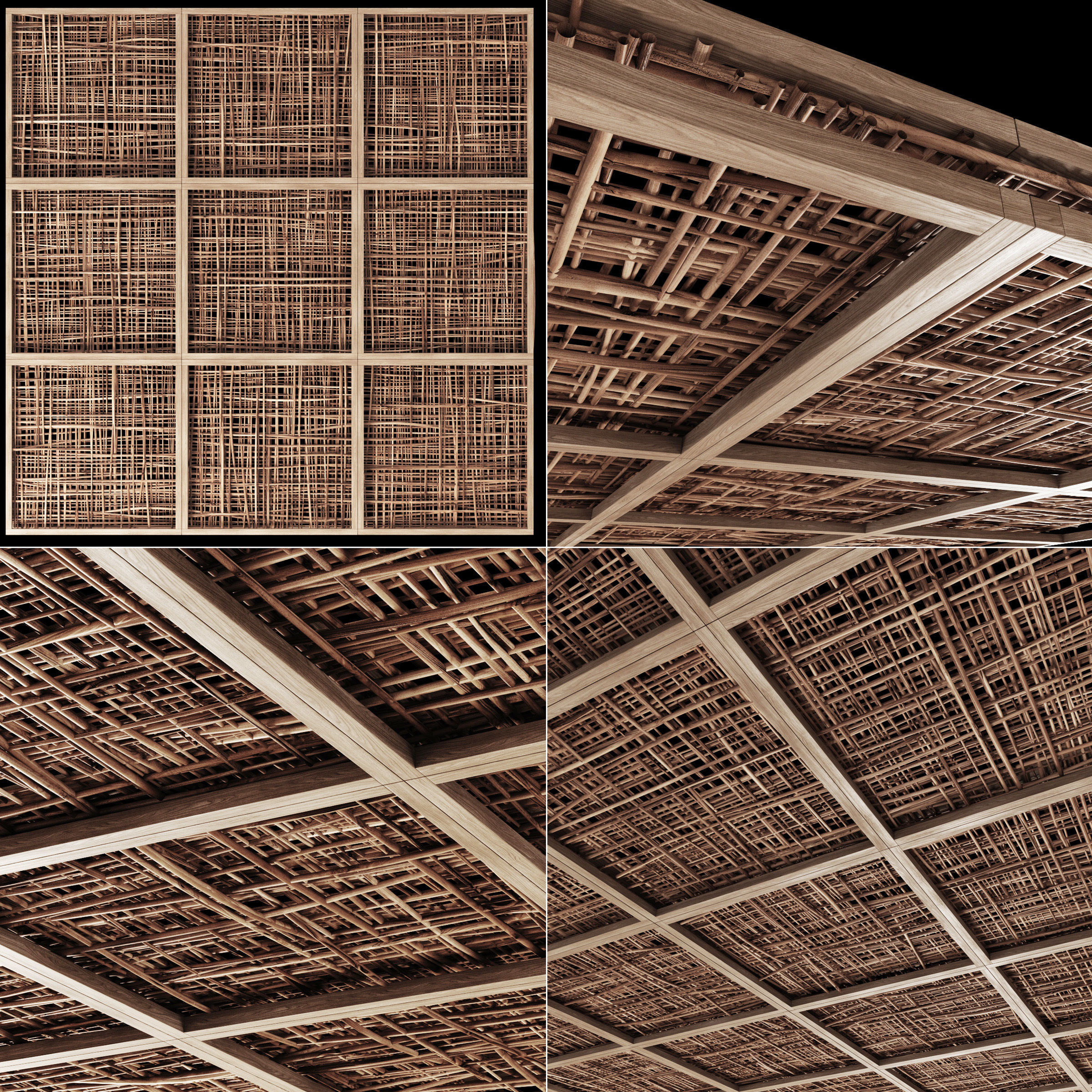 Ceiling wood cage thin branch n4 3D model | CGTrader
