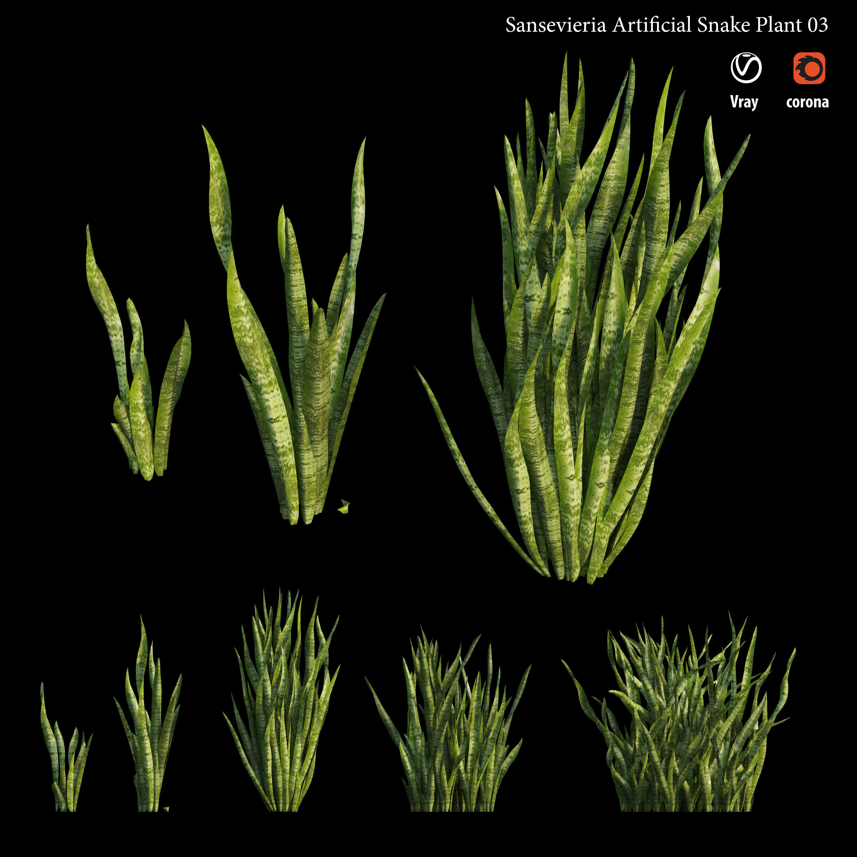 3D model Sansevieria Artificial Snake Plant 03 VR / AR / low-poly ...