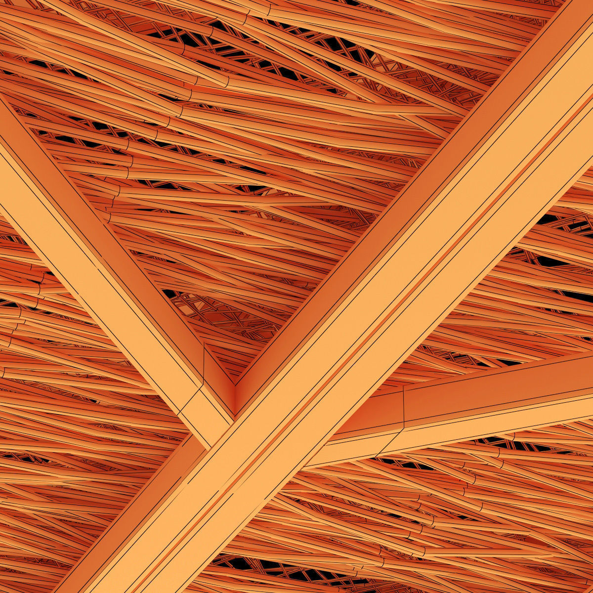 Ceiling diagonal wood thin branch beam n5 3D model | CGTrader