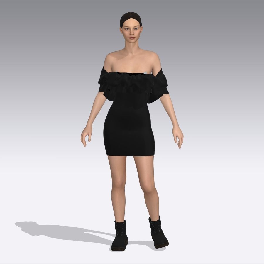 Anaclaudia woman in dress 3D model | CGTrader