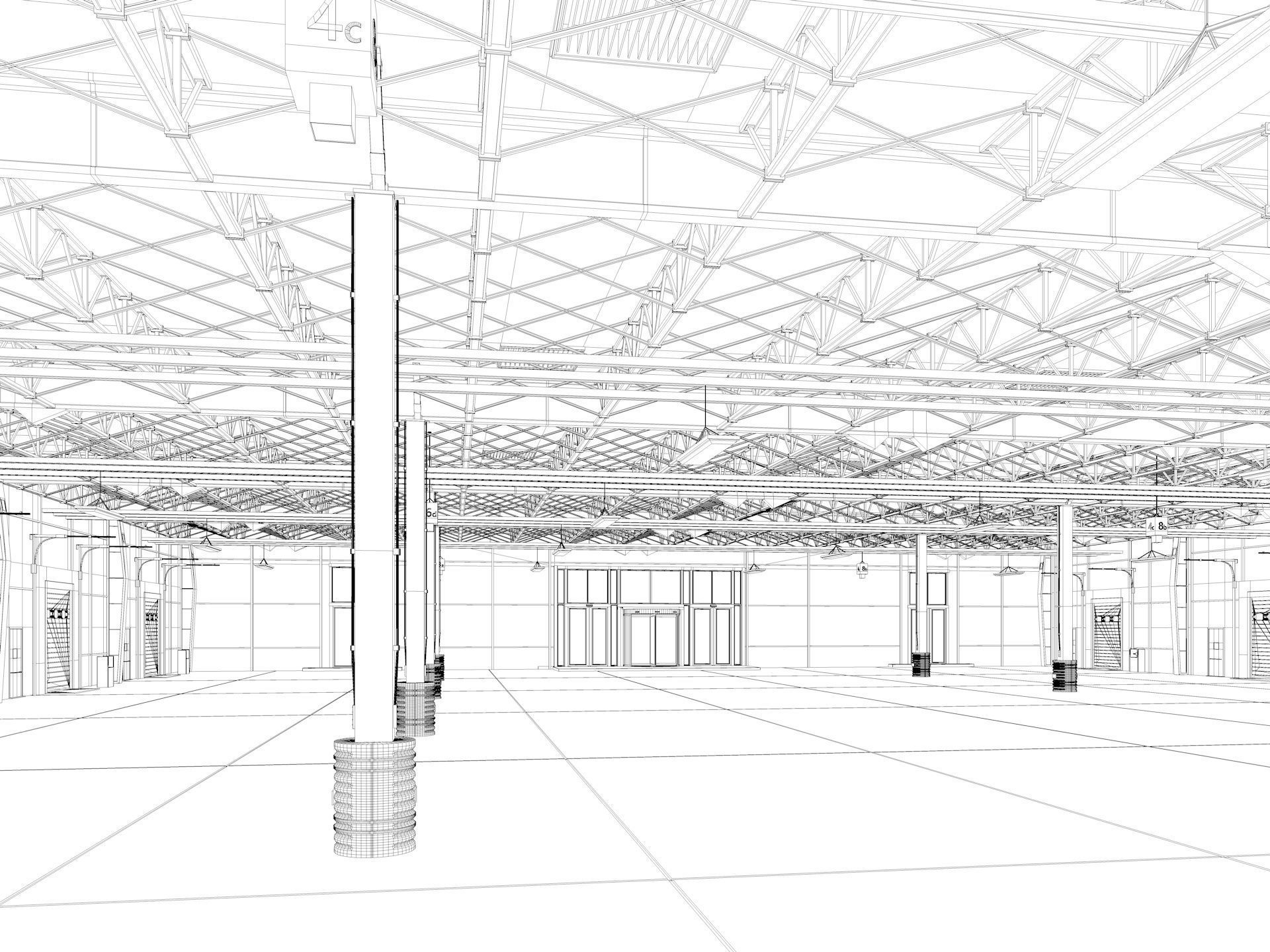 Exhibition Hall Warehouse 9 interior and exterior 3D model | CGTrader