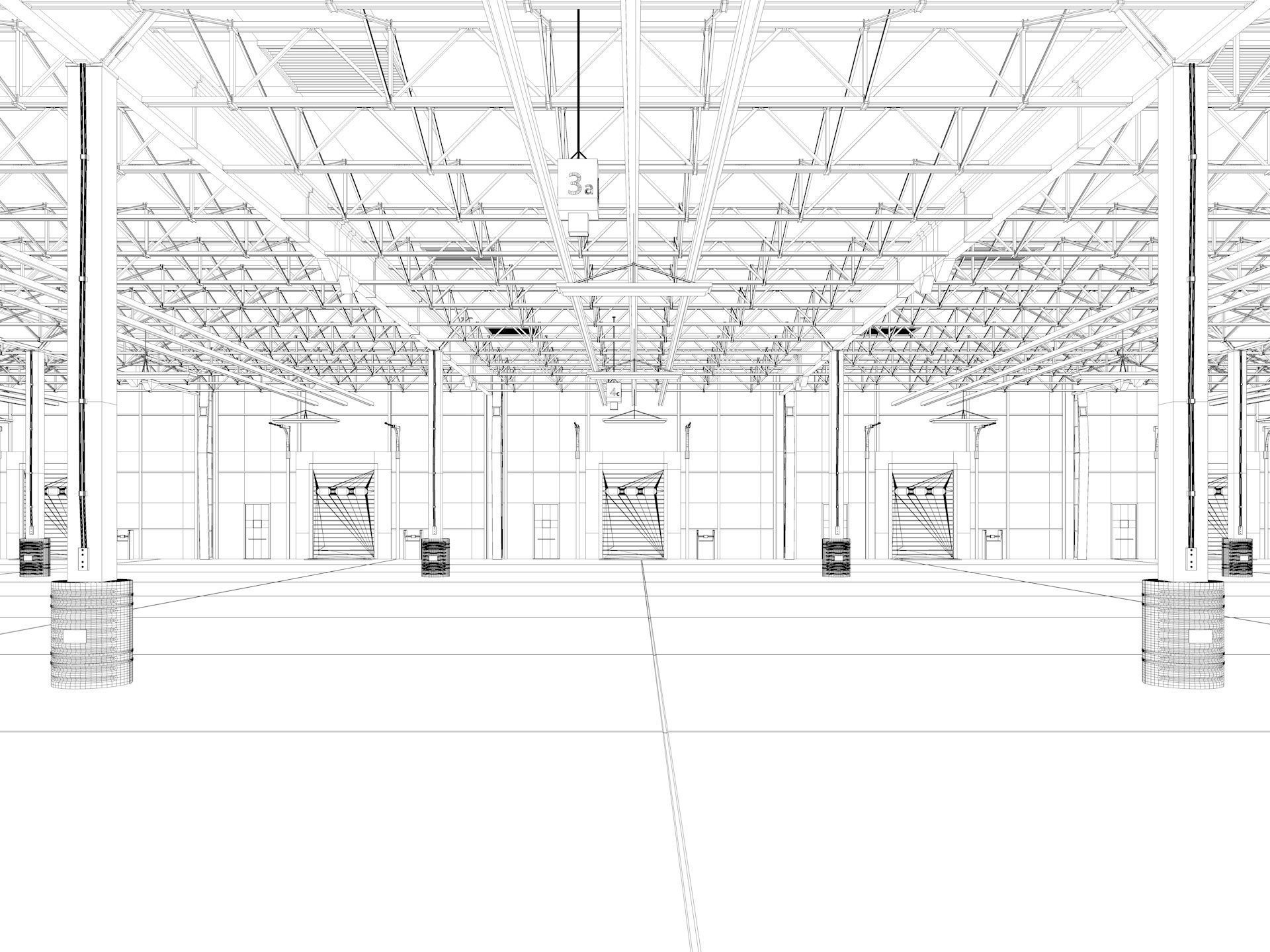 Exhibition Hall Warehouse 9 interior and exterior 3D model | CGTrader
