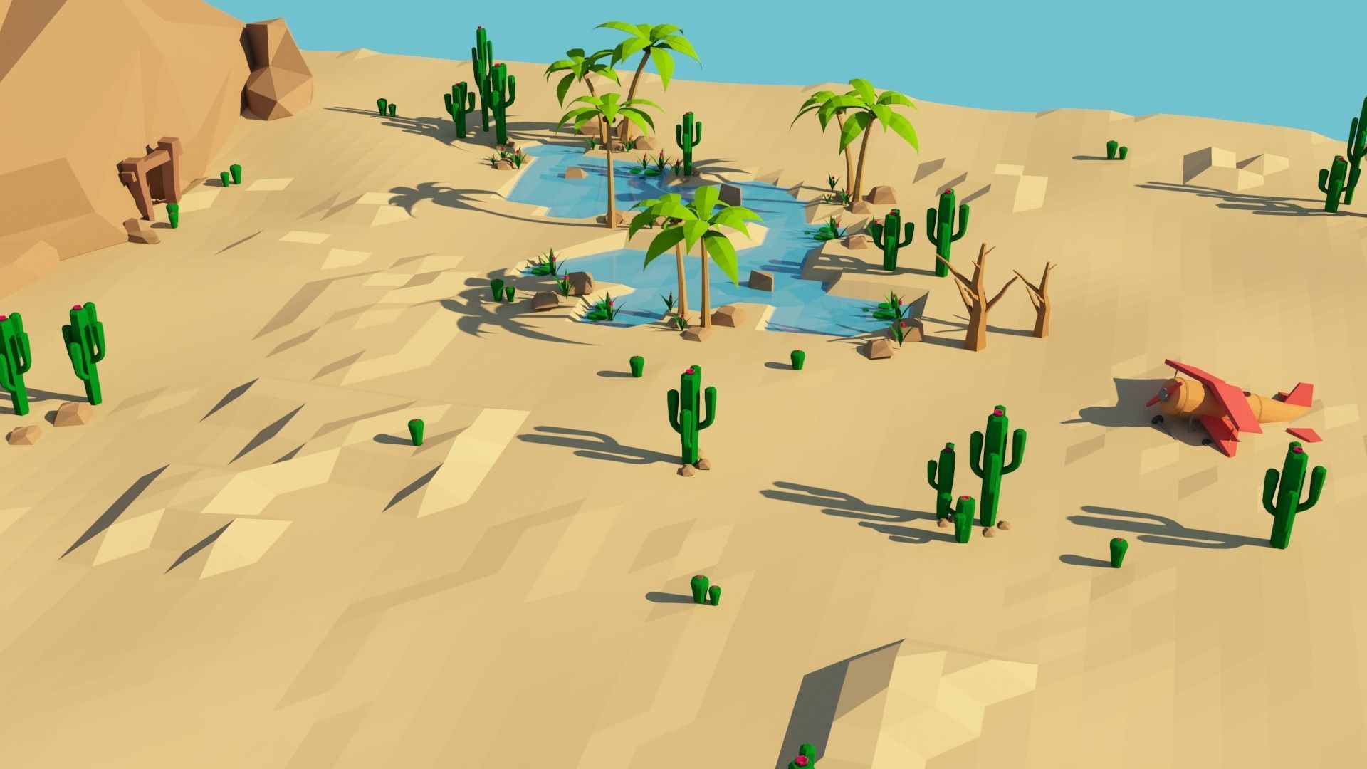 3D model Lowpoly Desert Game Environment Assets - Oasi 3d models VR ...