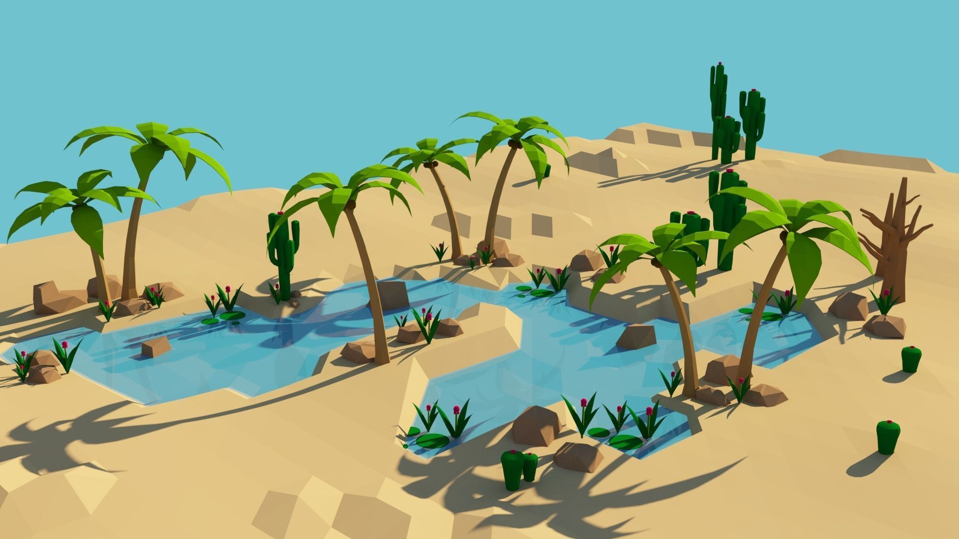 3D model Lowpoly Desert Game Environment Assets - Oasi 3d models VR ...