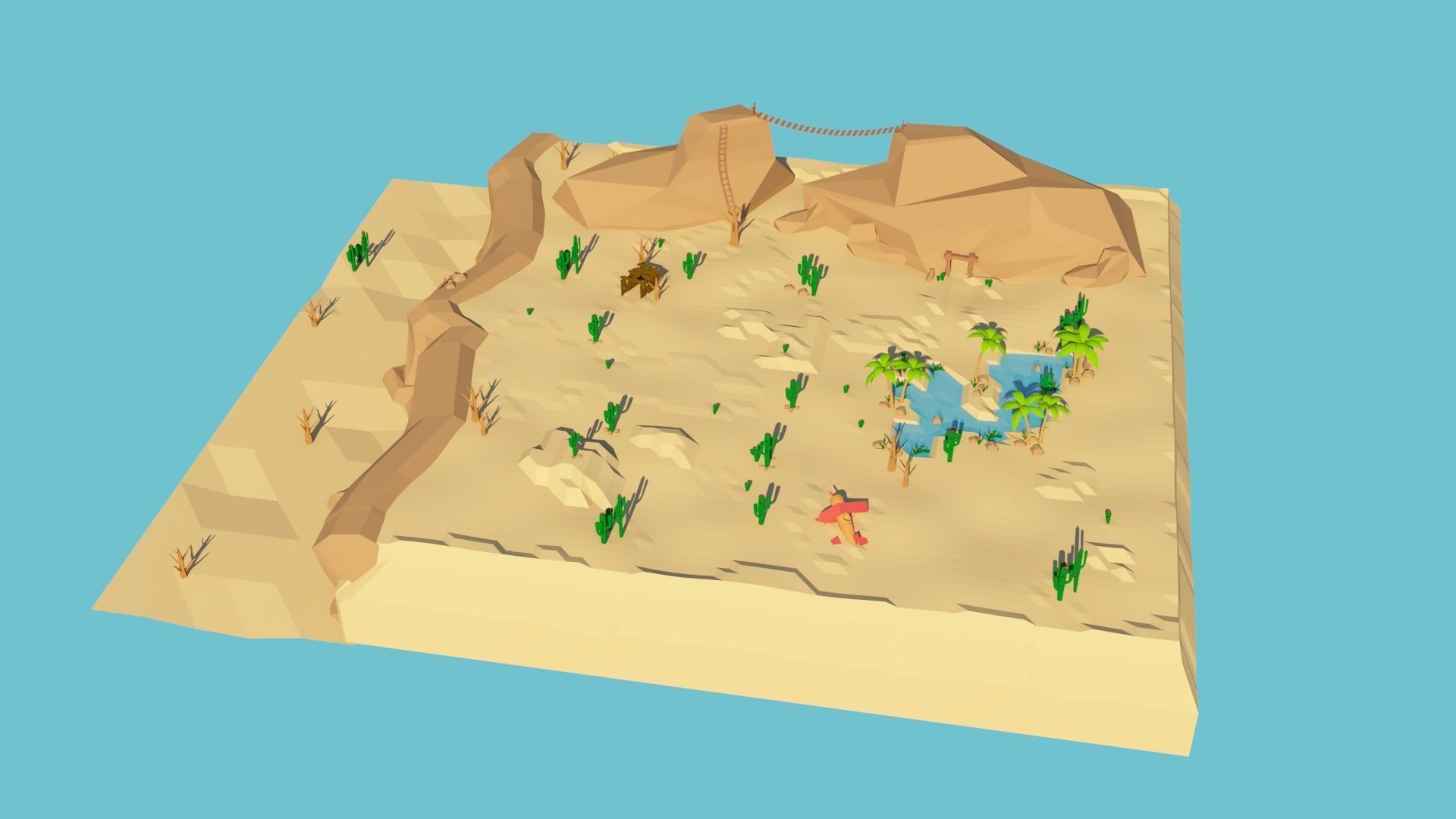 3D model Lowpoly Desert Game Environment Assets - Oasi 3d models VR ...