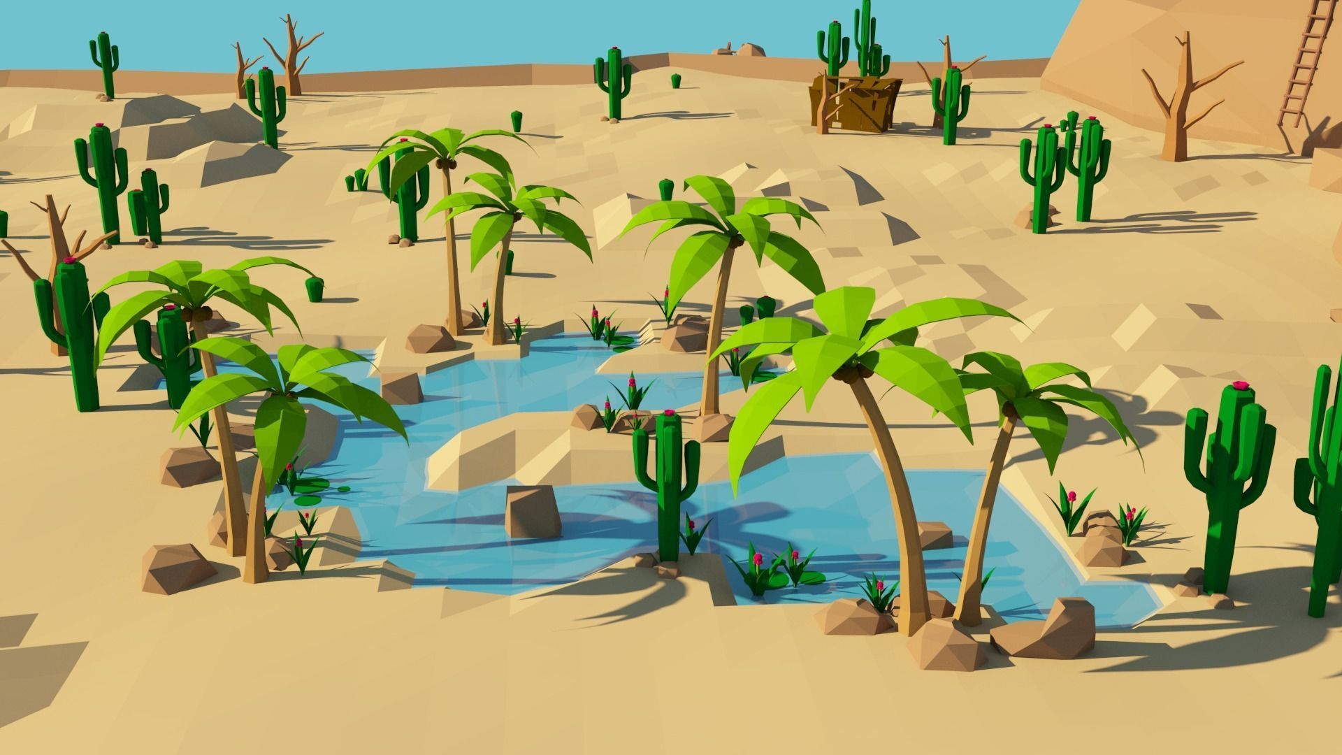 3D model Lowpoly Desert Game Environment Assets - Oasi 3d models VR ...