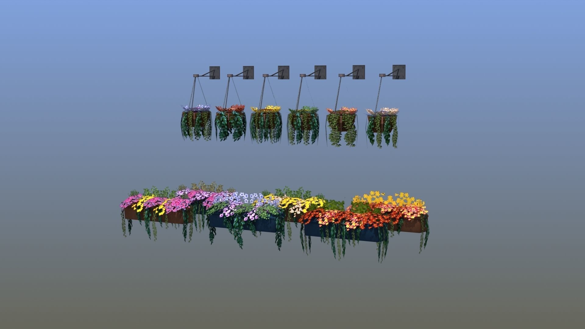 3D model Flower Baskets and Boxes VR / AR / low-poly | CGTrader