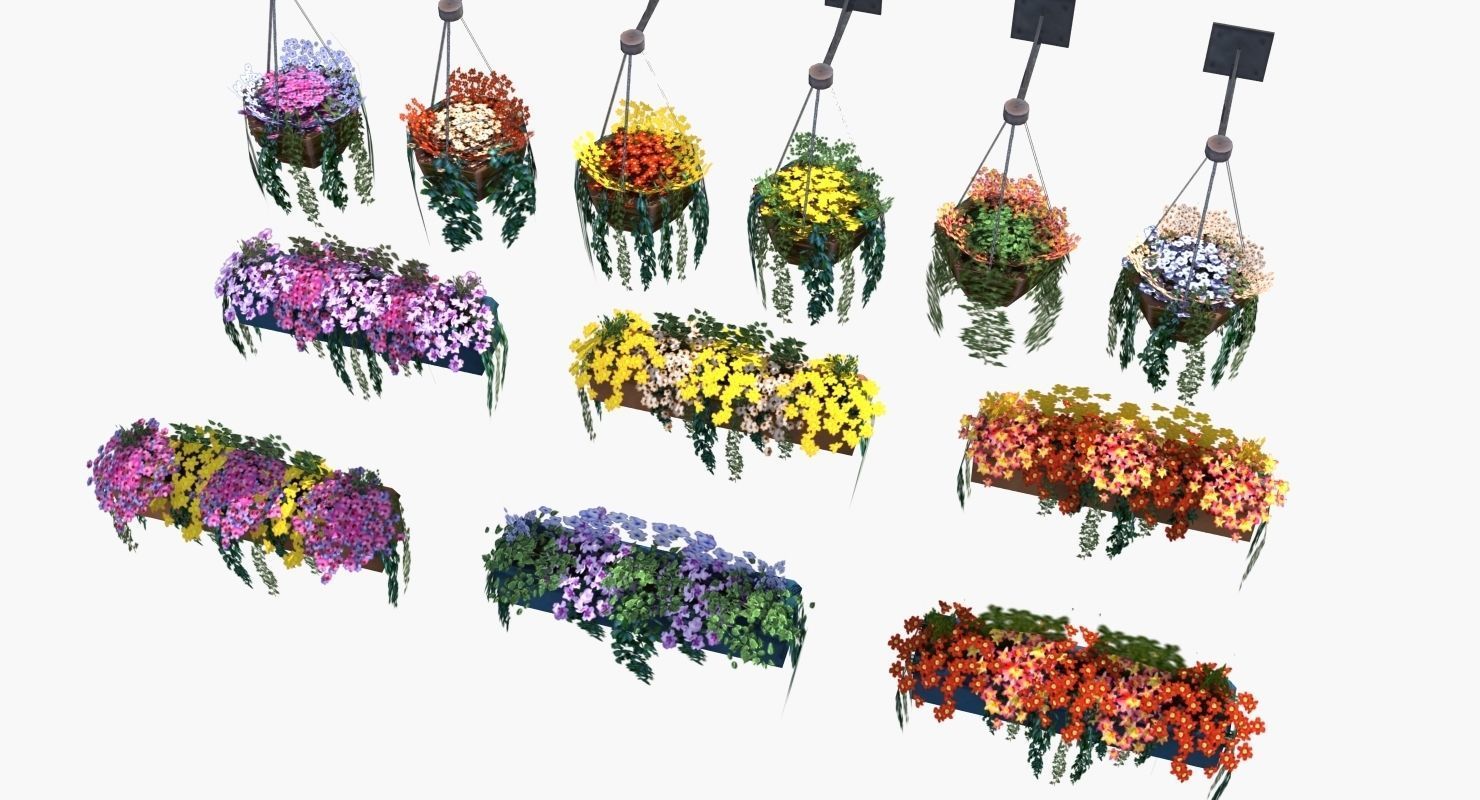 3D model Flower Baskets and Boxes VR / AR / low-poly | CGTrader