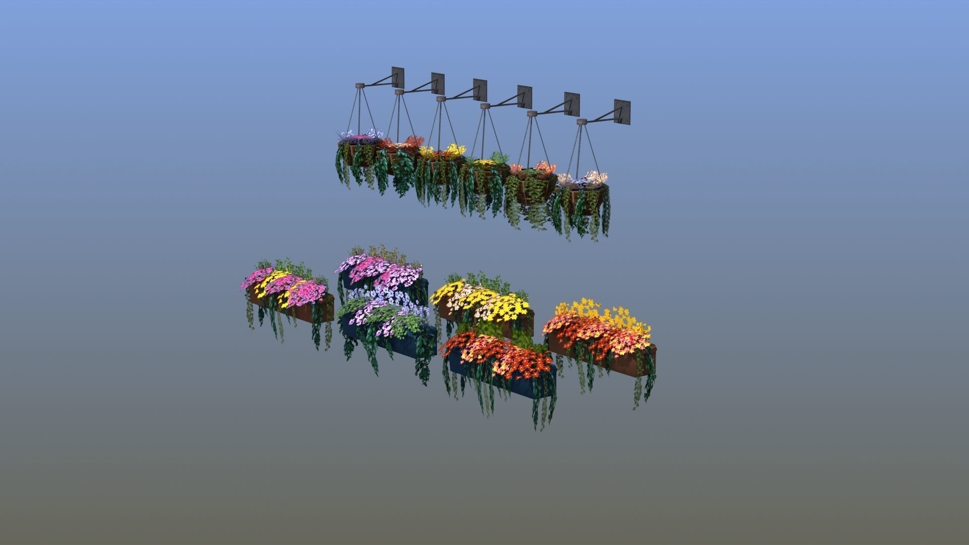 3D model Flower Baskets and Boxes VR / AR / low-poly | CGTrader