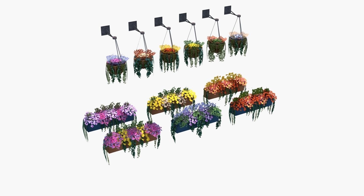 3D model Flower Baskets and Boxes VR / AR / low-poly | CGTrader