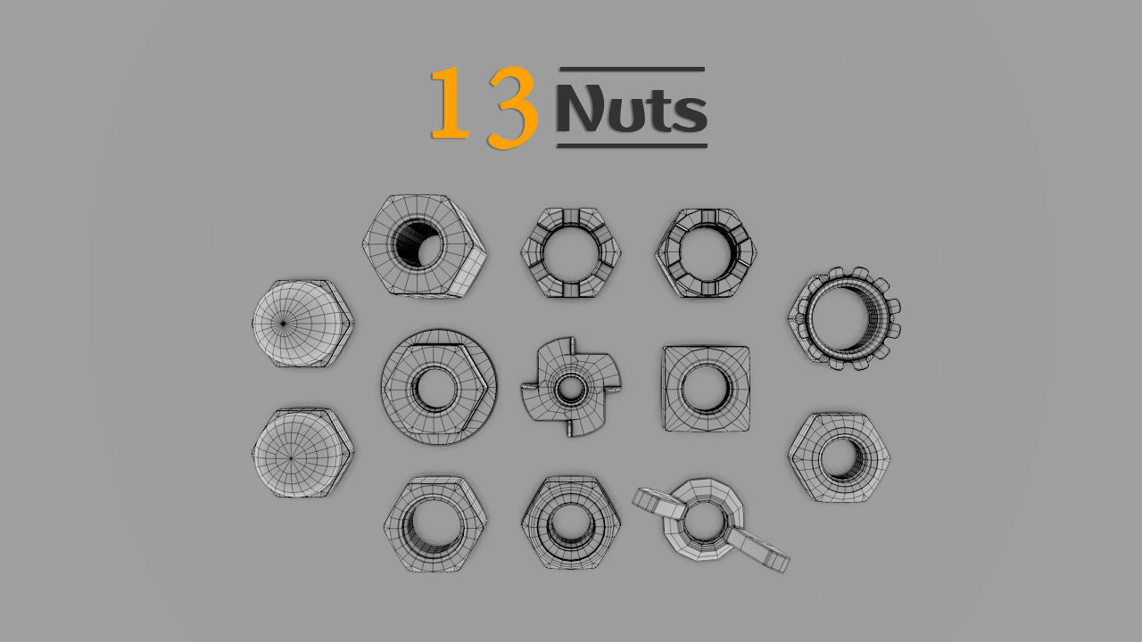 3D model Nuts Collection metal and bolts VR / AR / low-poly | CGTrader