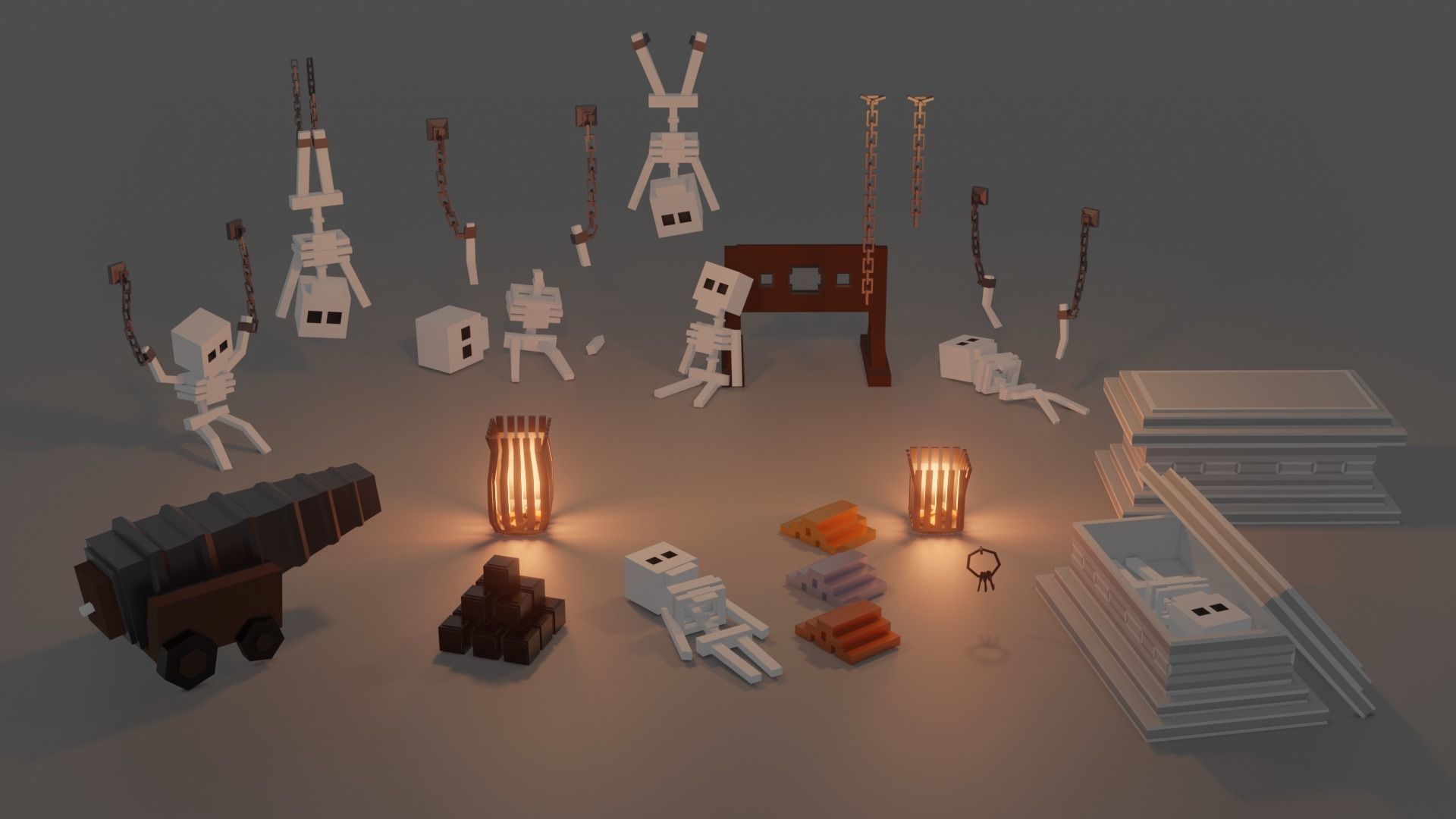 3D model Dungeon Low-poly props pack VR / AR / low-poly | CGTrader