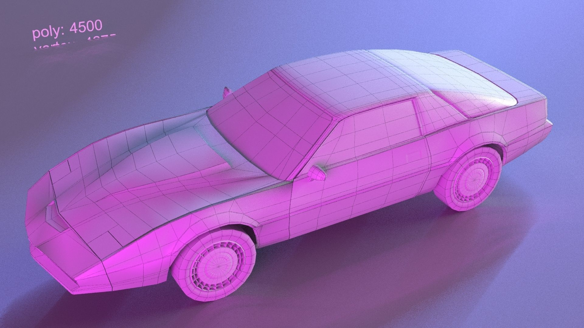 3D model lowpoly retro wave Knight Rider Pontiac Firebird Trans Am VR ...