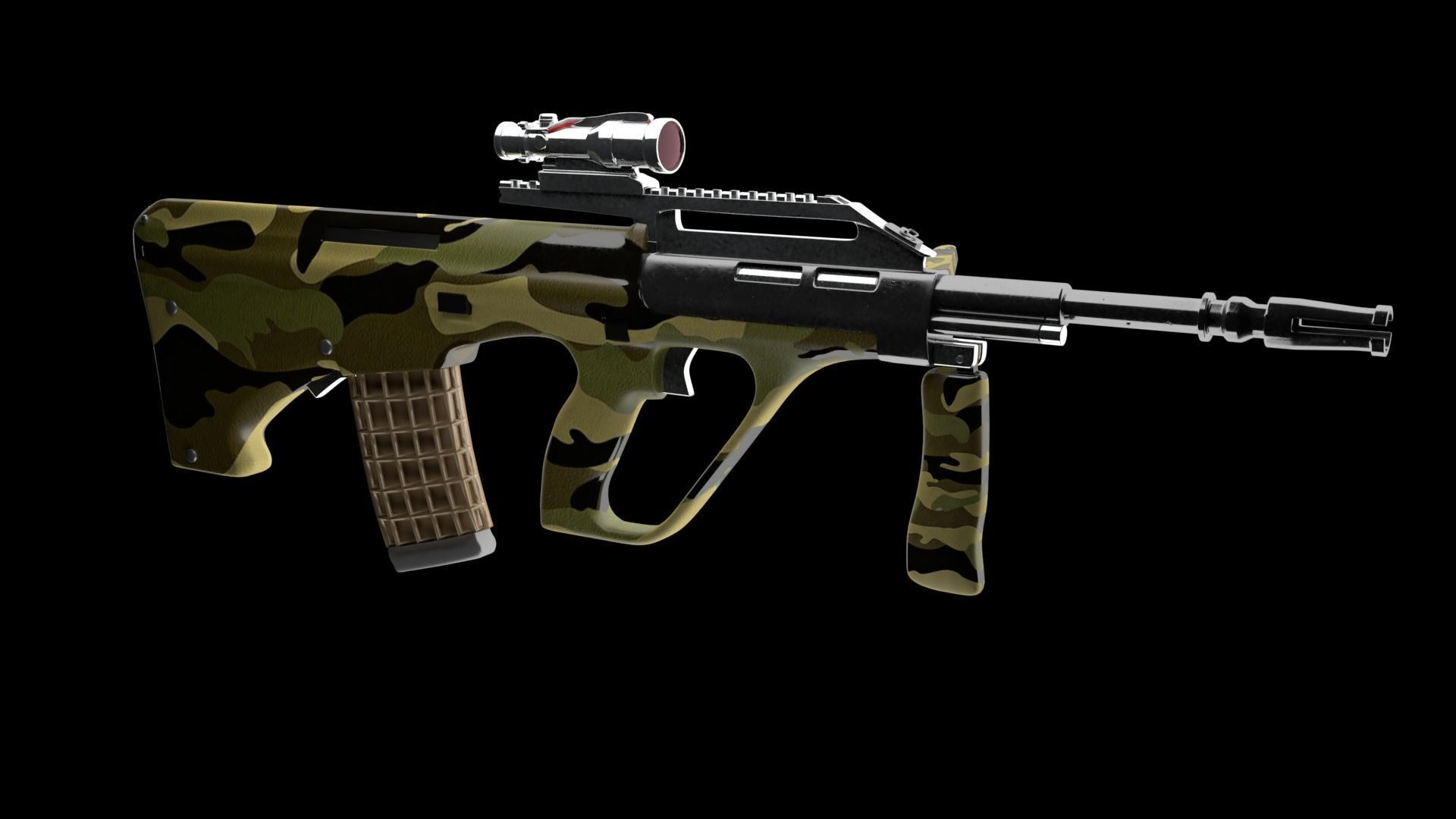 Steyr AUG and Optical sight 4x 3D model | CGTrader