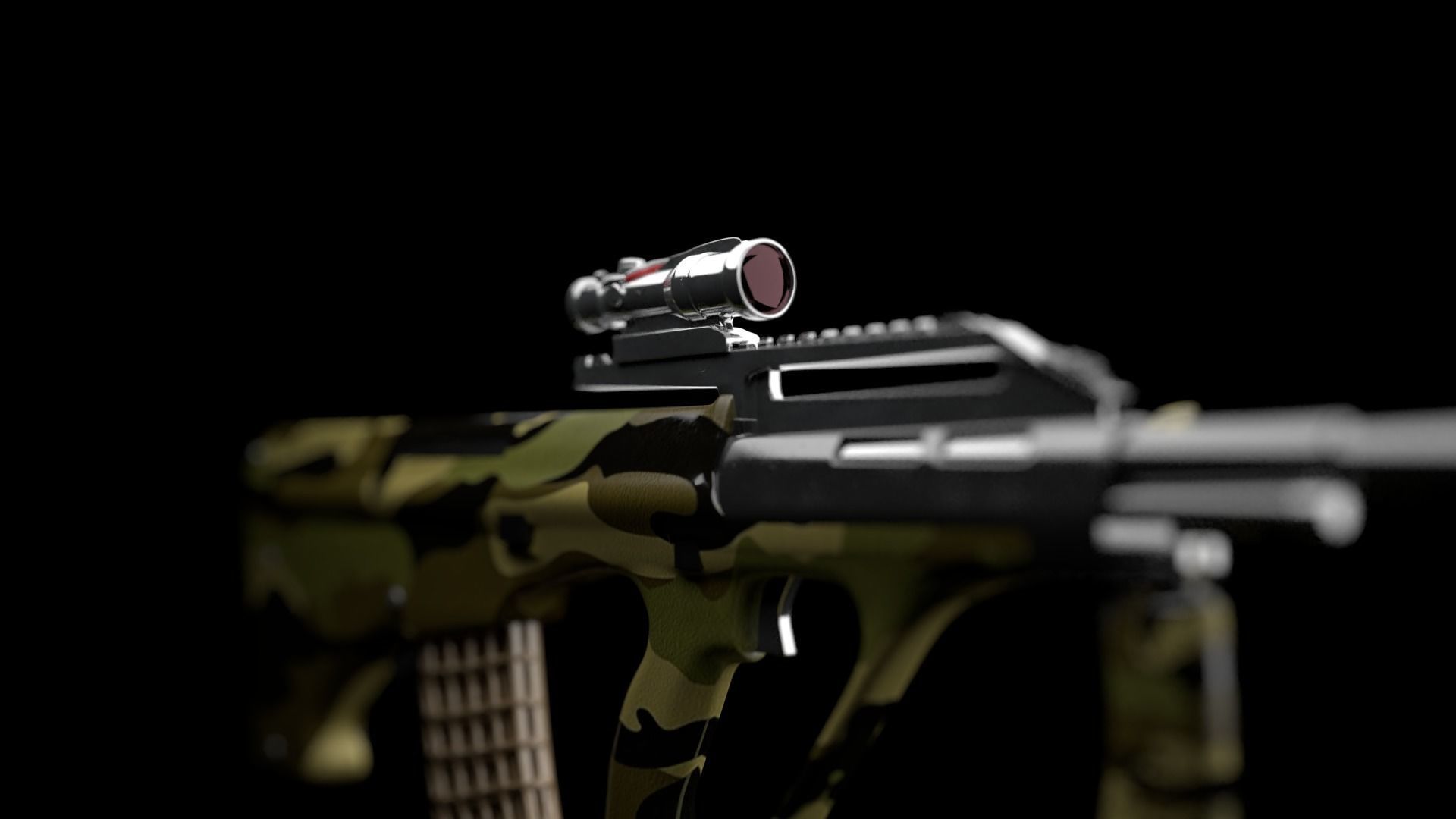 Steyr AUG and Optical sight 4x 3D model | CGTrader
