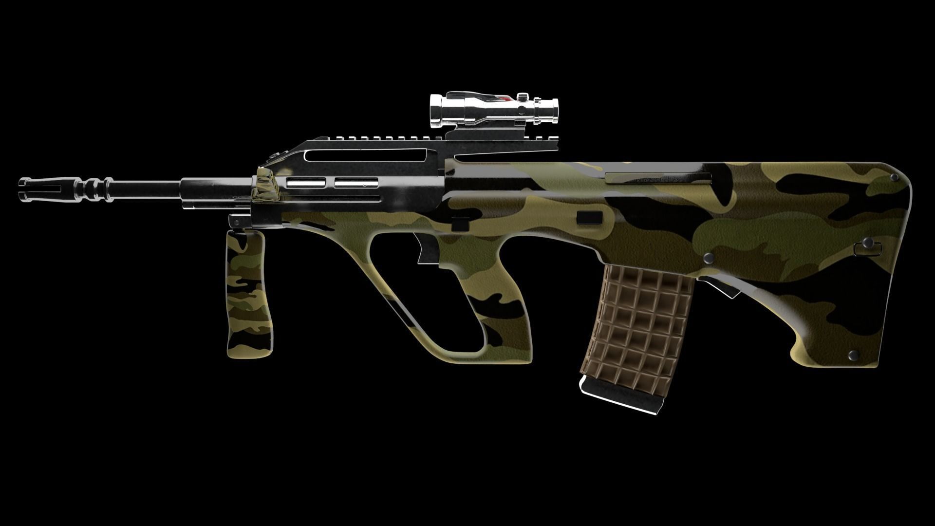 Steyr AUG and Optical sight 4x 3D model | CGTrader