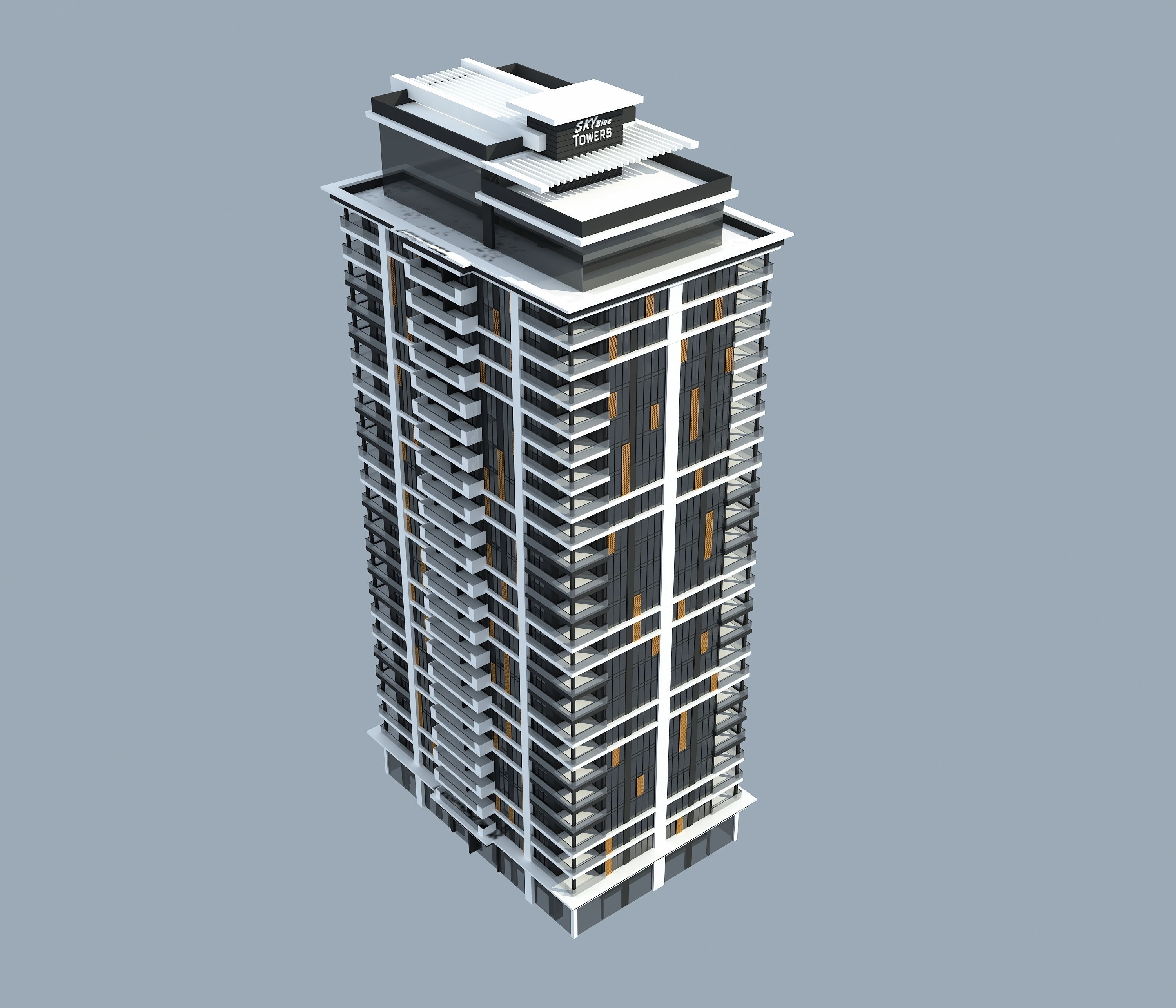 Skyscraper 3D Model high rise apartment building 3D model | CGTrader