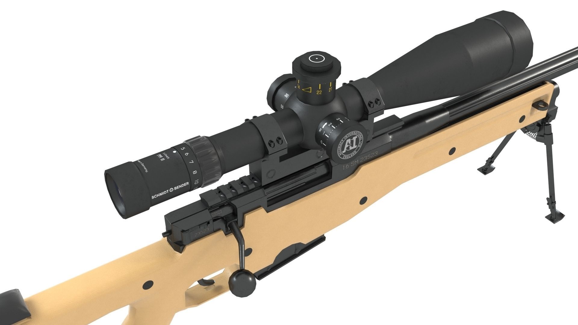 3D model AWP AWM Sniper rifle 3D model LOW POLY VR / AR / low-poly ...