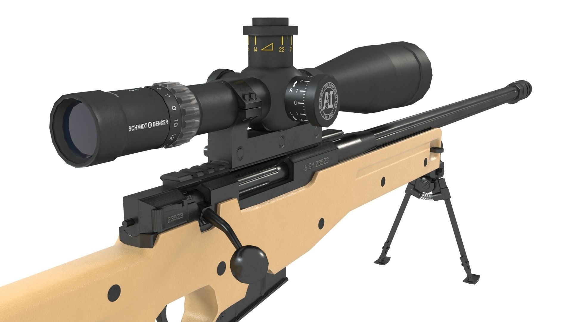 3D model AWP AWM Sniper rifle 3D model LOW POLY VR / AR / low-poly ...