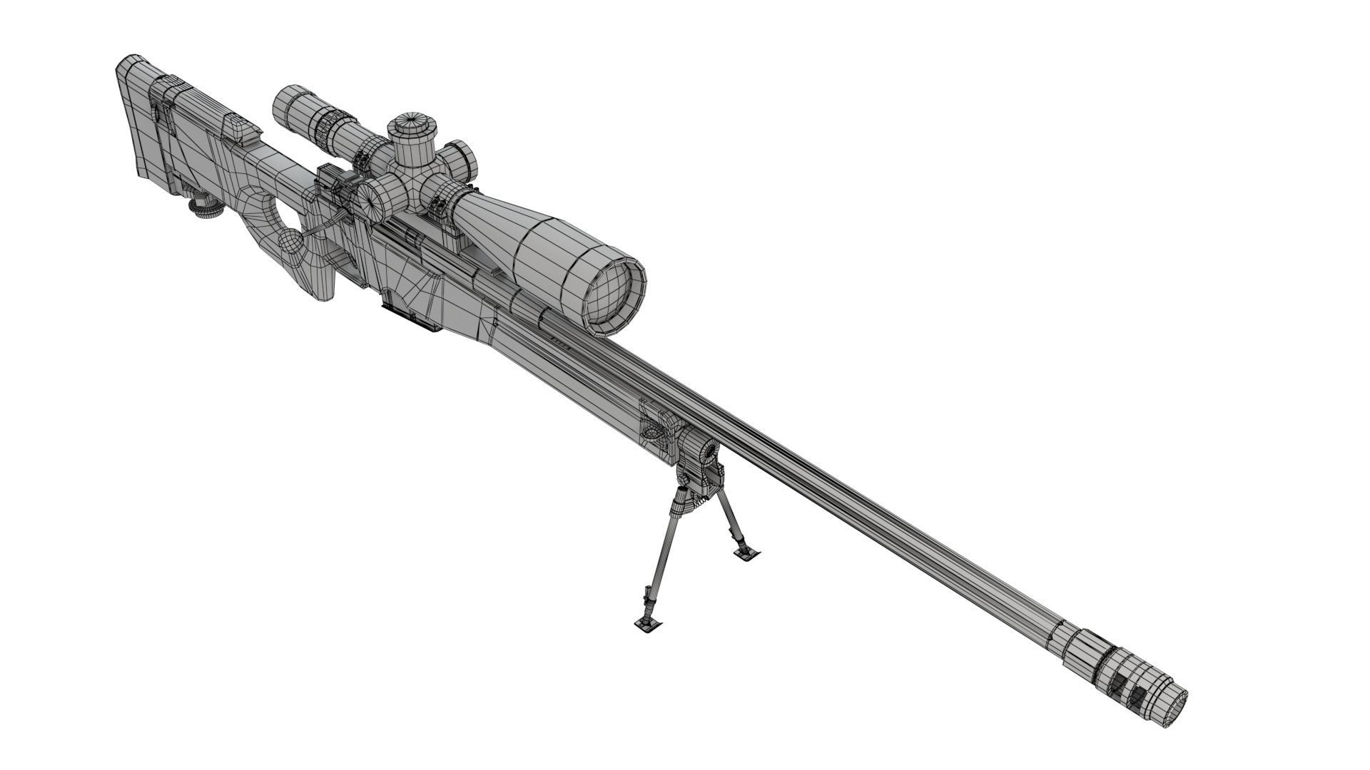 3D model AWP AWM Sniper rifle 3D model LOW POLY VR / AR / low-poly ...