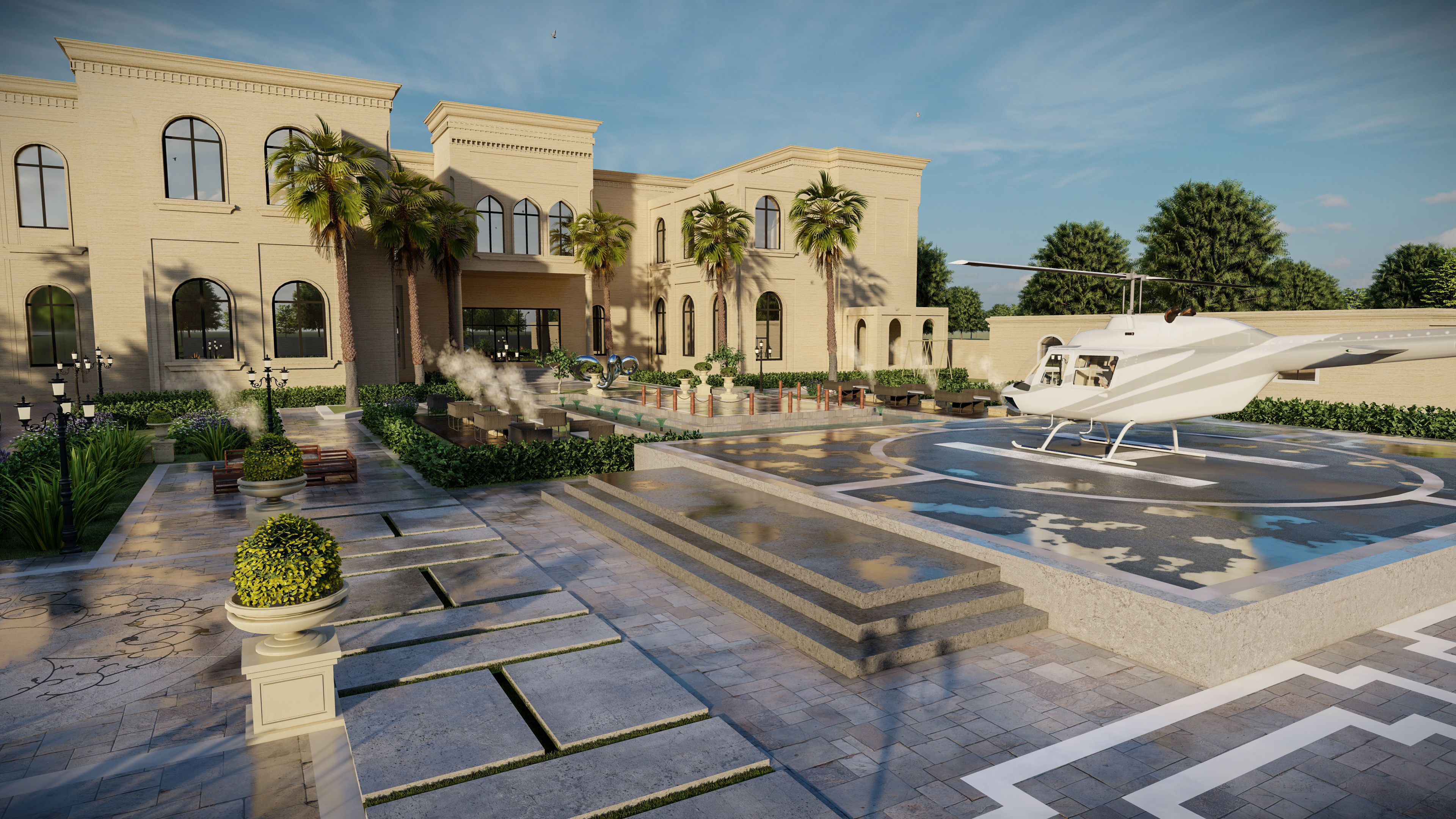 Big luxury backyard design sketchup with lumion file water pool 3D ...