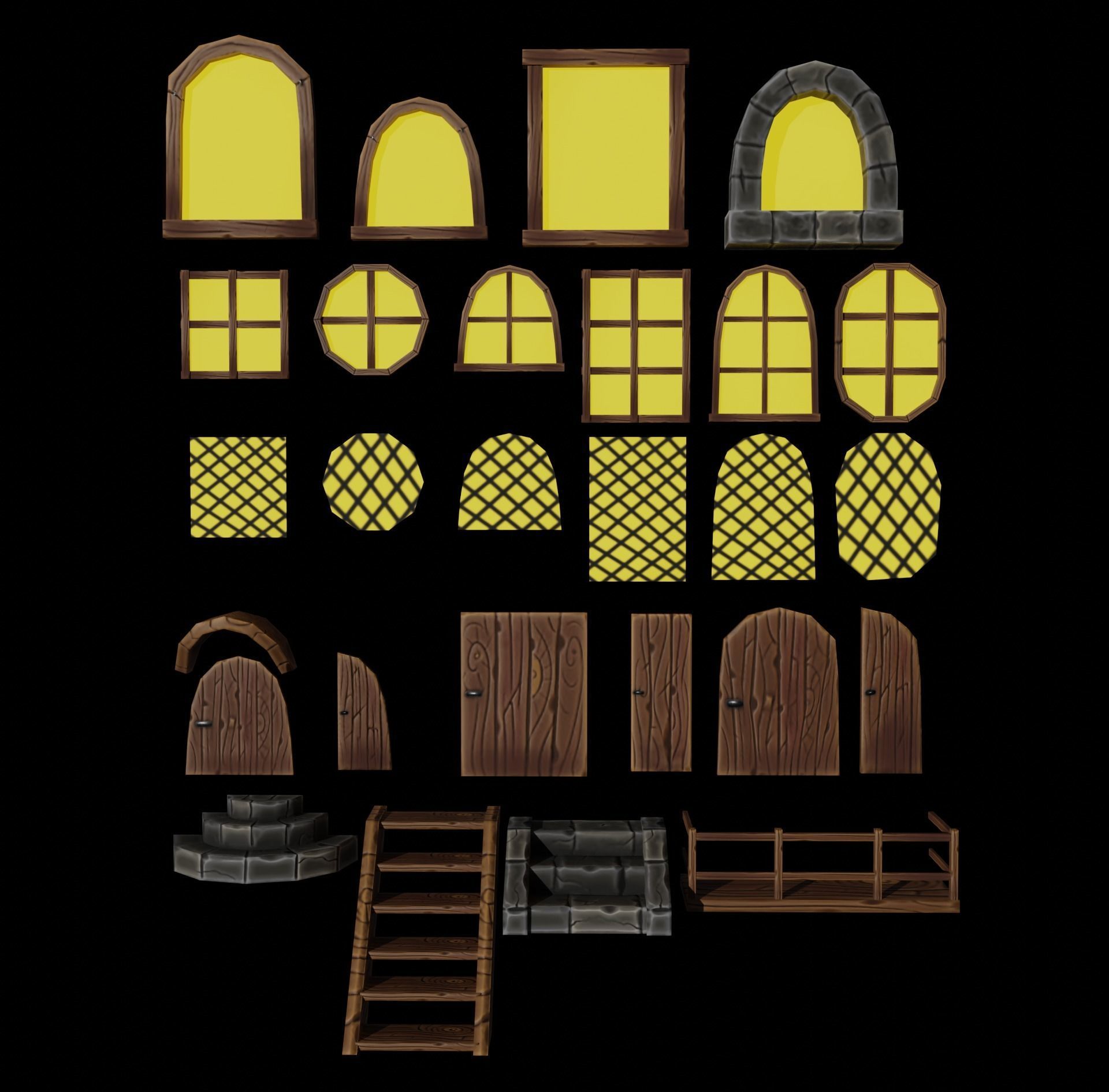 Stylized Medieval House Modular Pack 3D model | CGTrader