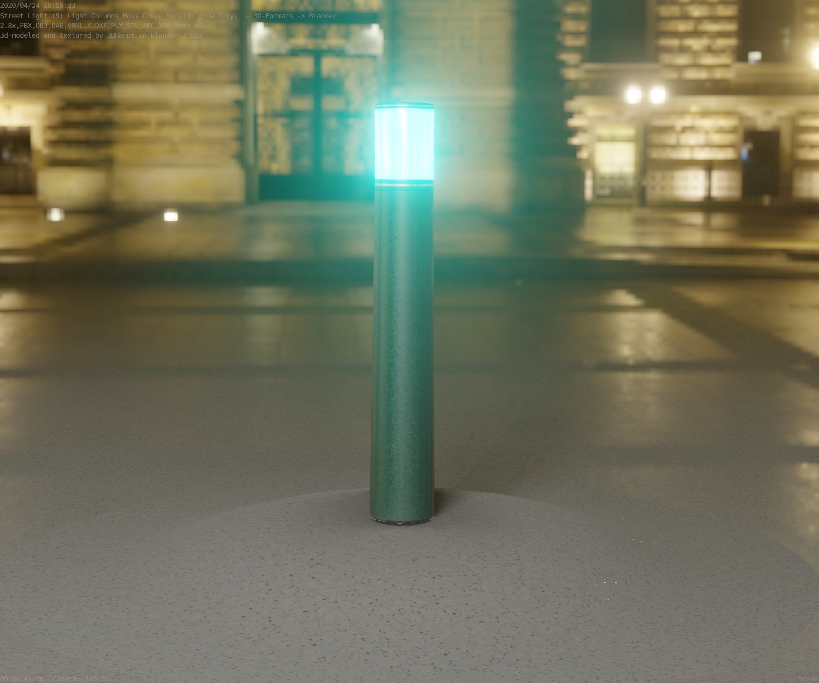 3D model Low-Poly Moss Green Light Column 11 - Street Light Set-9 VR ...