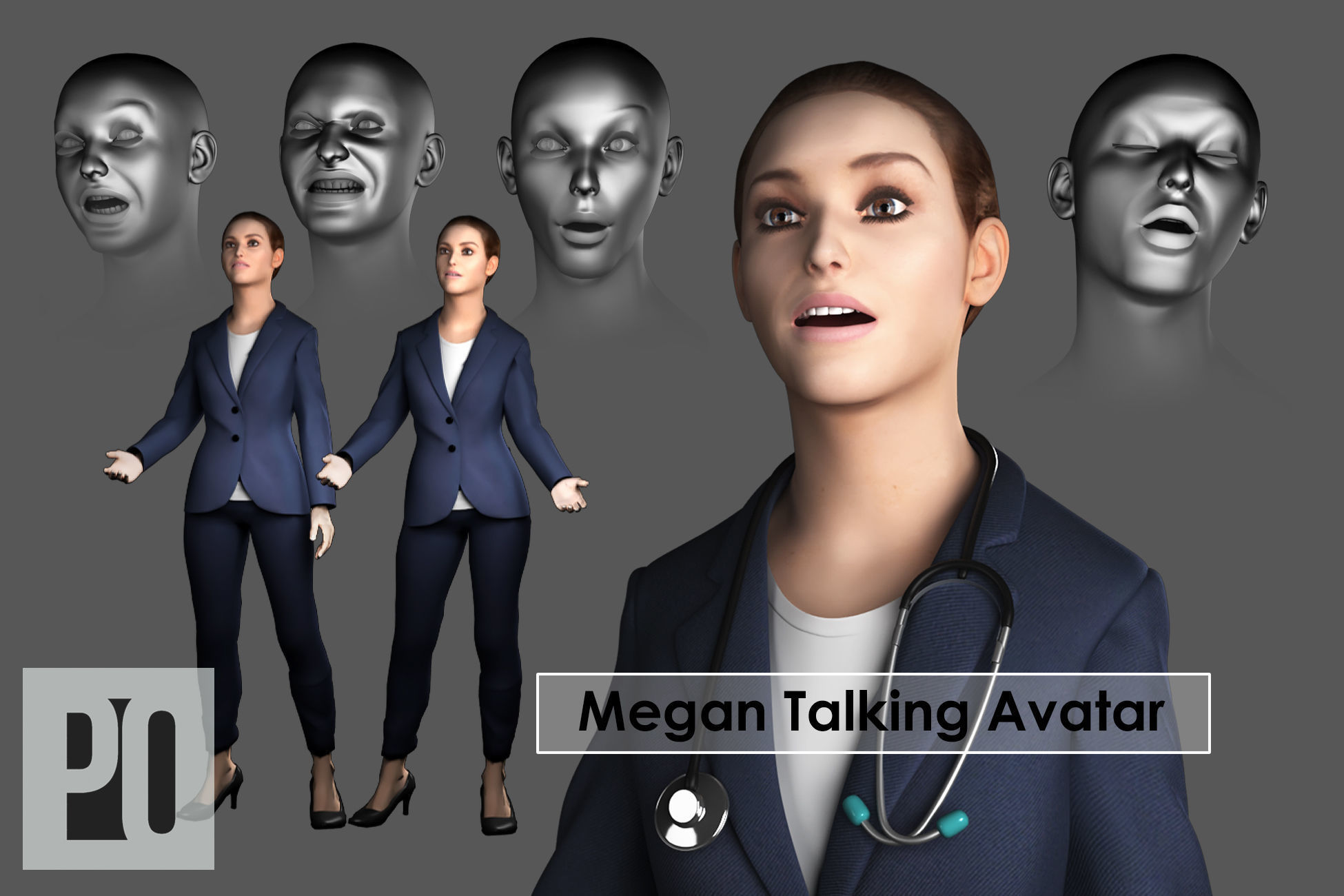 3D model Talking Avatar Doctor Spokesperson IPhone X Compatible VR / AR ...