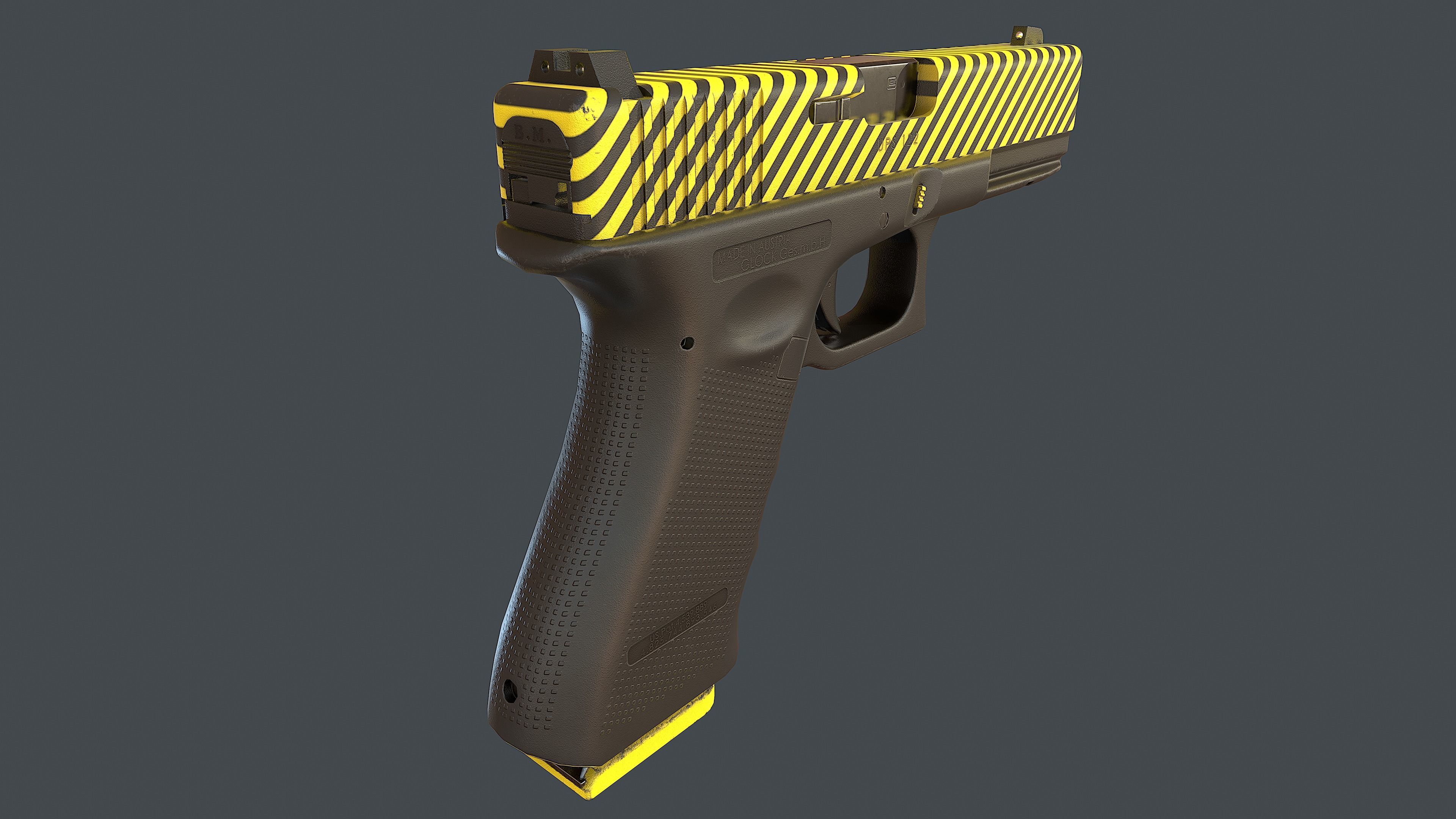 3D model Yellow Glock 17 with magazine VR / AR / low-poly rigged ...