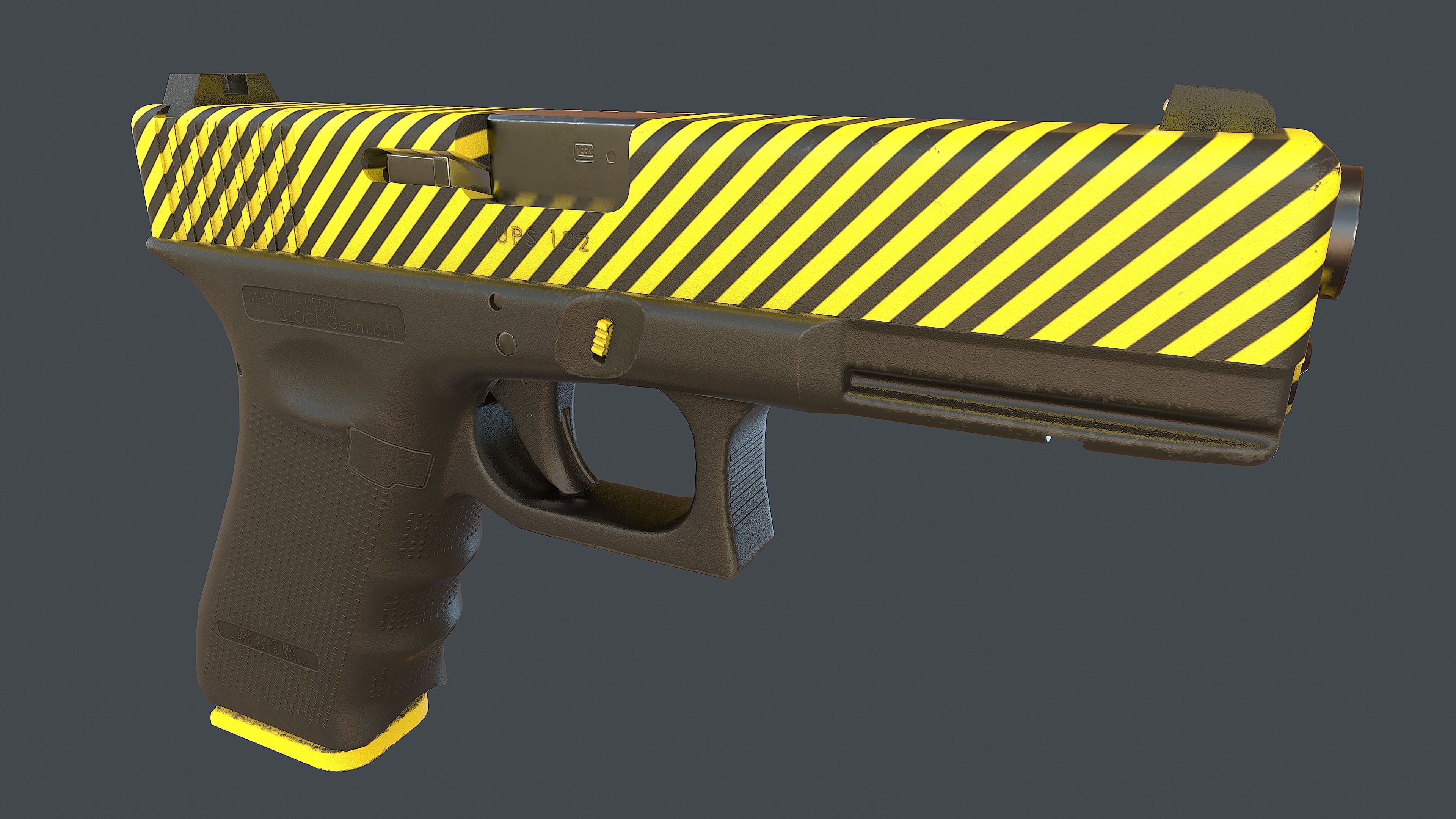 3D model Yellow Glock 17 with magazine VR / AR / low-poly rigged ...