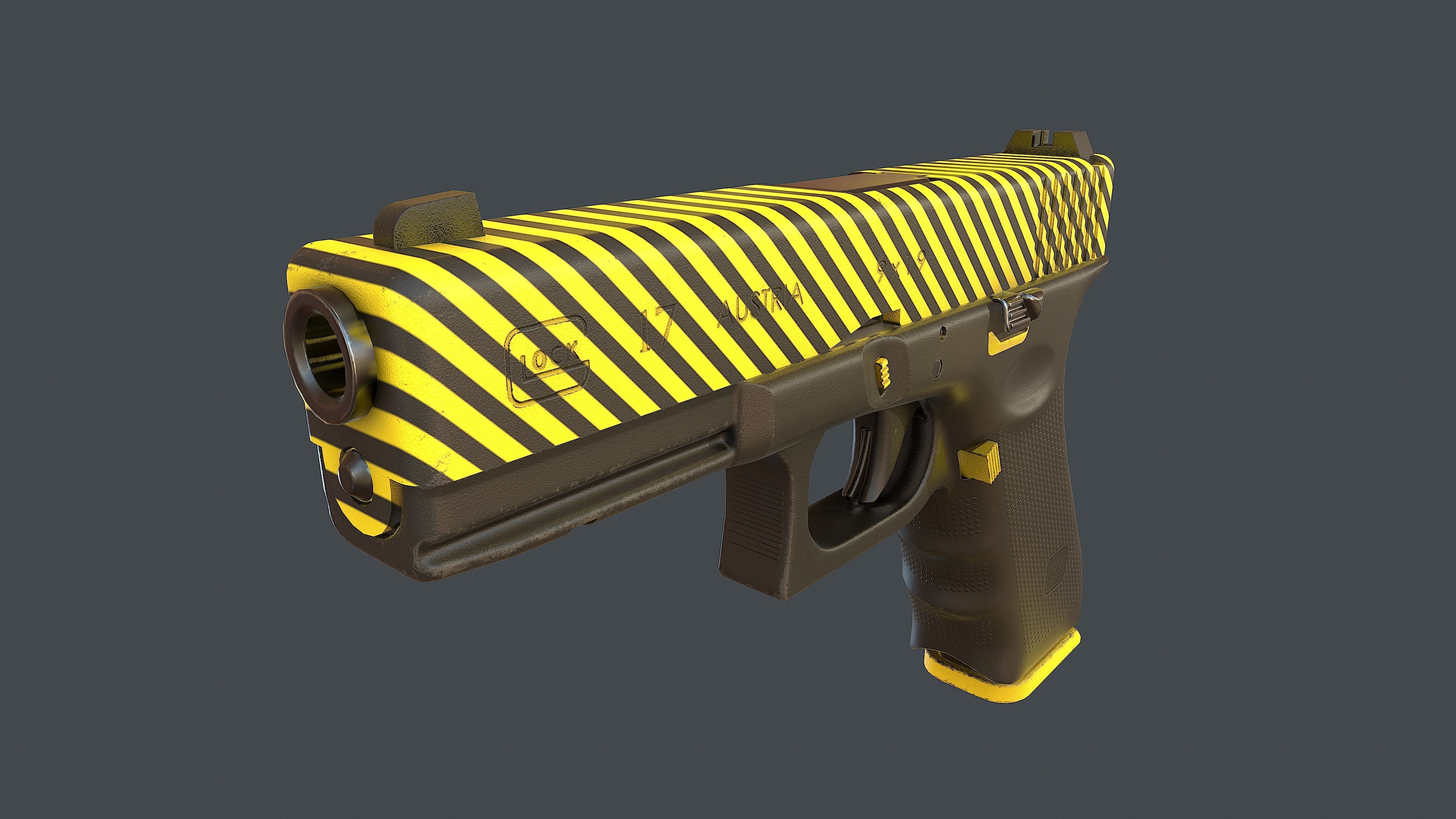 3D model Yellow Glock 17 with magazine VR / AR / low-poly rigged ...