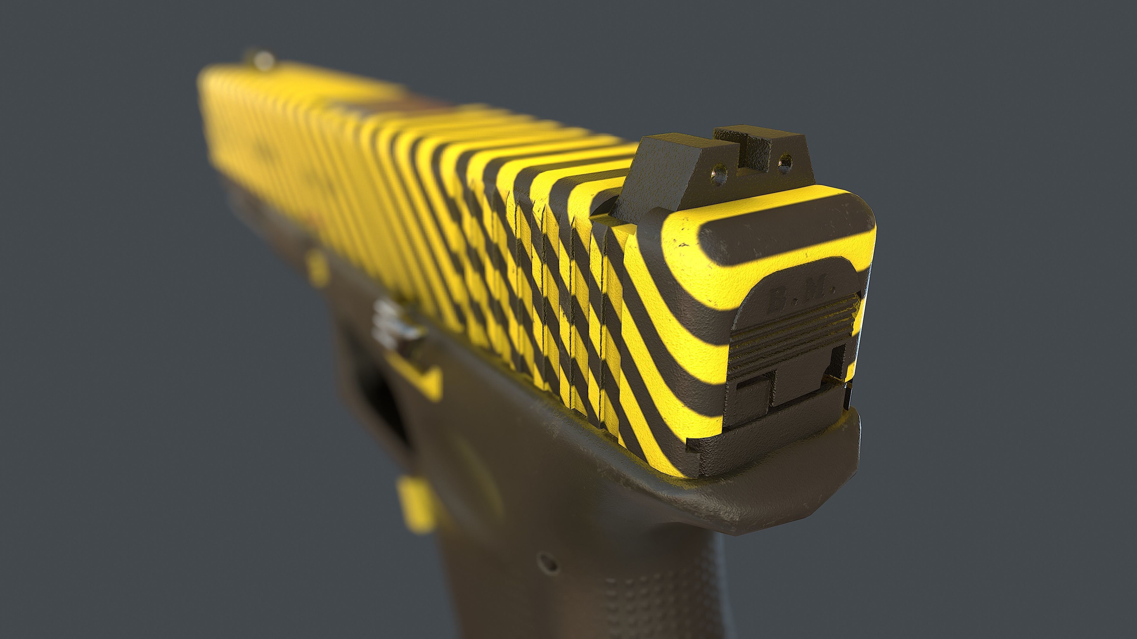 3D model Yellow Glock 17 with magazine VR / AR / low-poly rigged ...