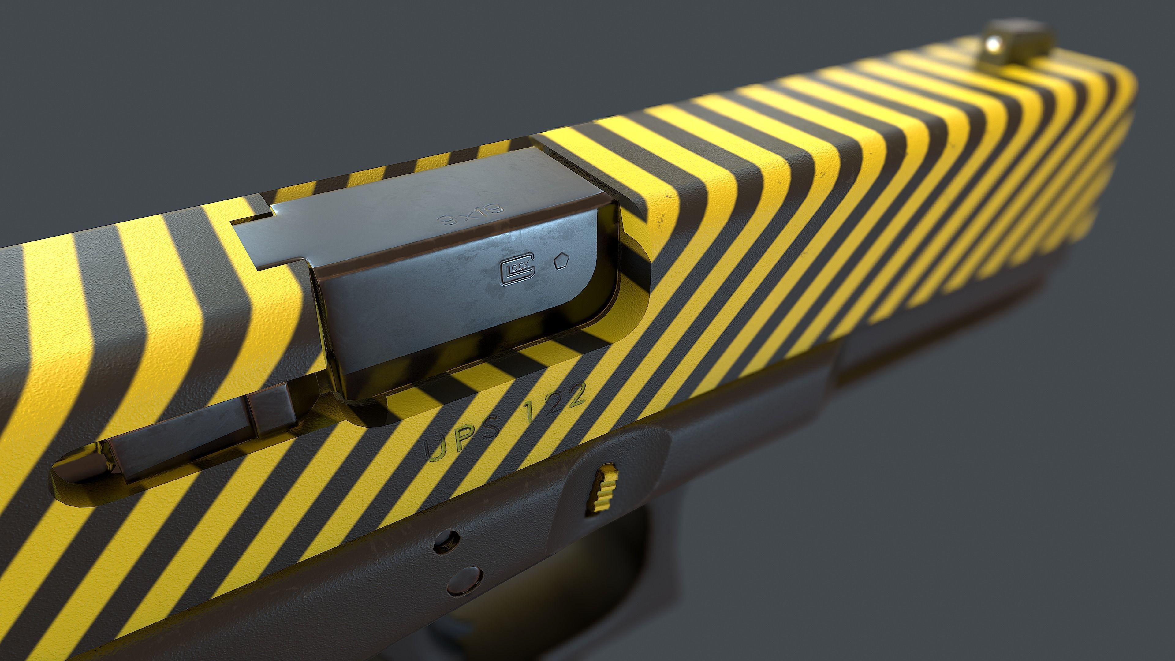 3D model Yellow Glock 17 with magazine VR / AR / low-poly rigged ...