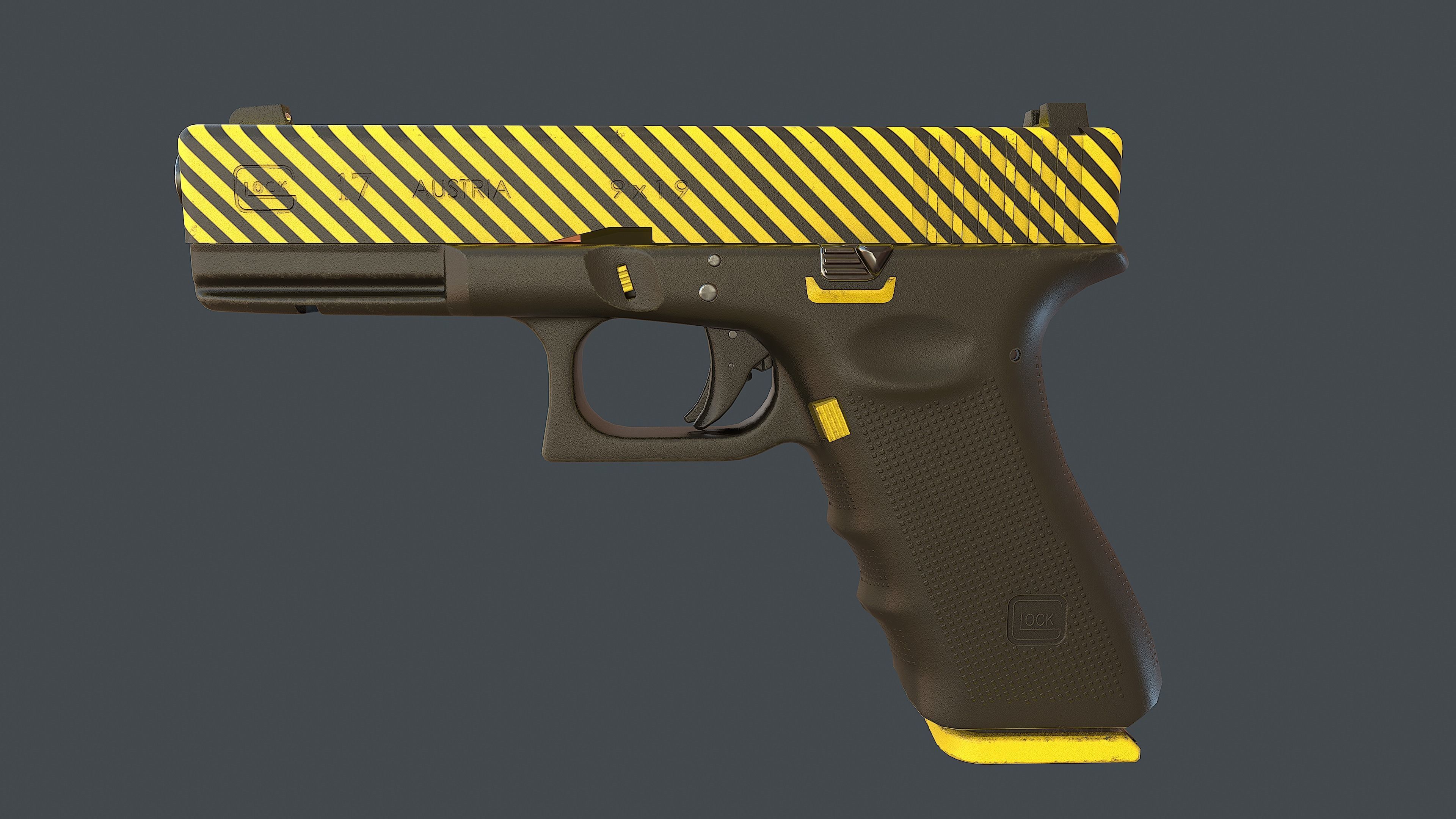 3D model Yellow Glock 17 with magazine VR / AR / low-poly rigged animated | CGTrader