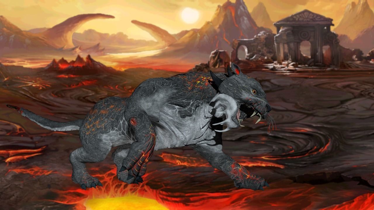 Lava Tiger 3D Model With Animation Game Ready animated